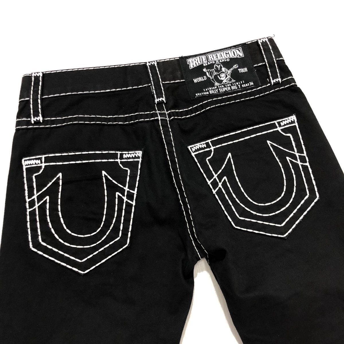 True Religion True Religion Jeans White Stitch Black Denim Jeans | Grailed