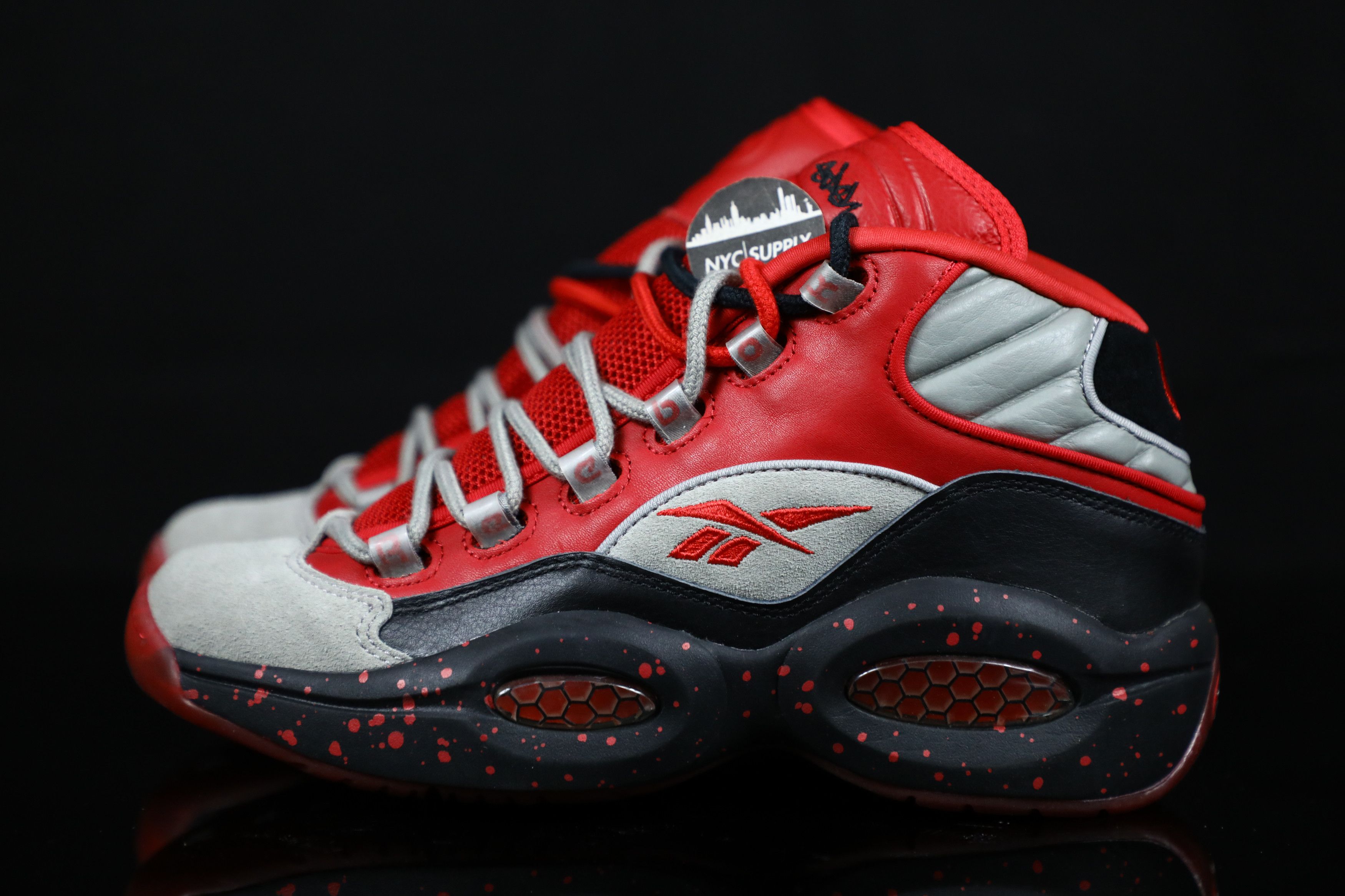 Reebok SAMPLE Reebok x Stash Question Mid Allen Iverson Red V61040 ...