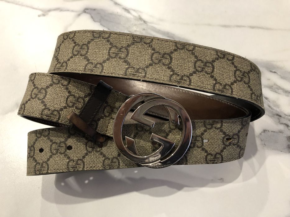 Gucci GUCCI Monogram Supreme leather belt | Grailed