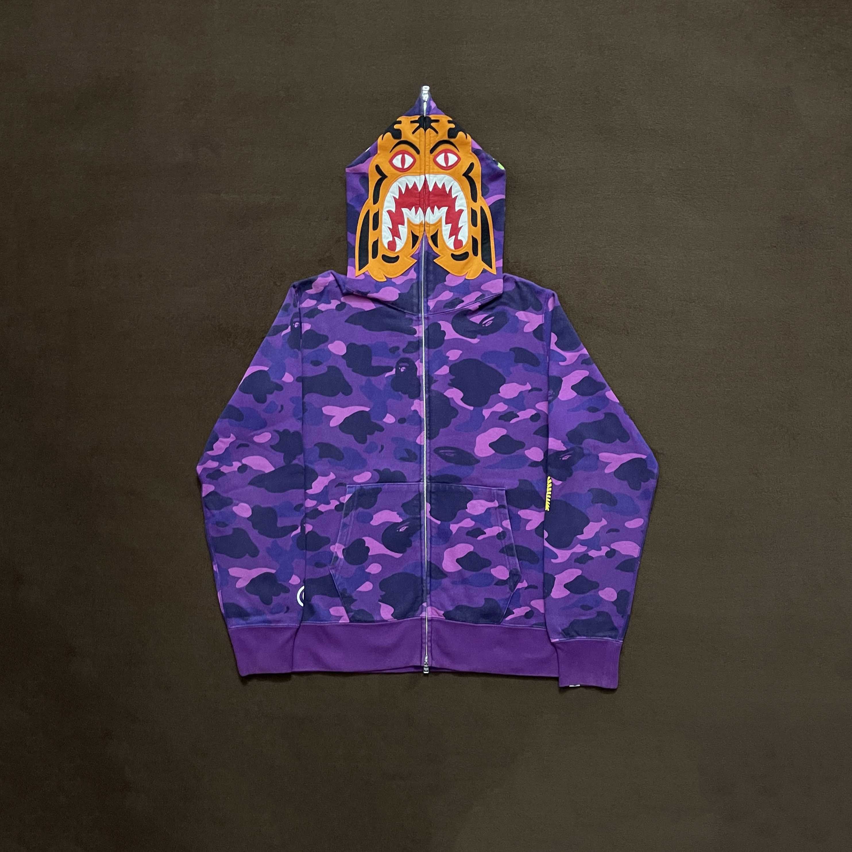 Bape Bape Purple Camo Tiger Full ZIp Up Hoodie | Grailed