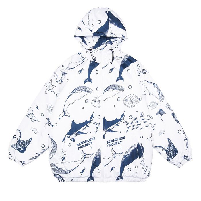 Vintage Whale print white cotton jacket | Grailed
