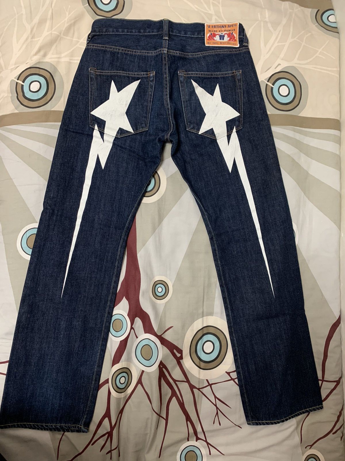 Bape × Nigo × Vintage RARE Bape Vintage Bapesta Navy Denim Jeans | Grailed