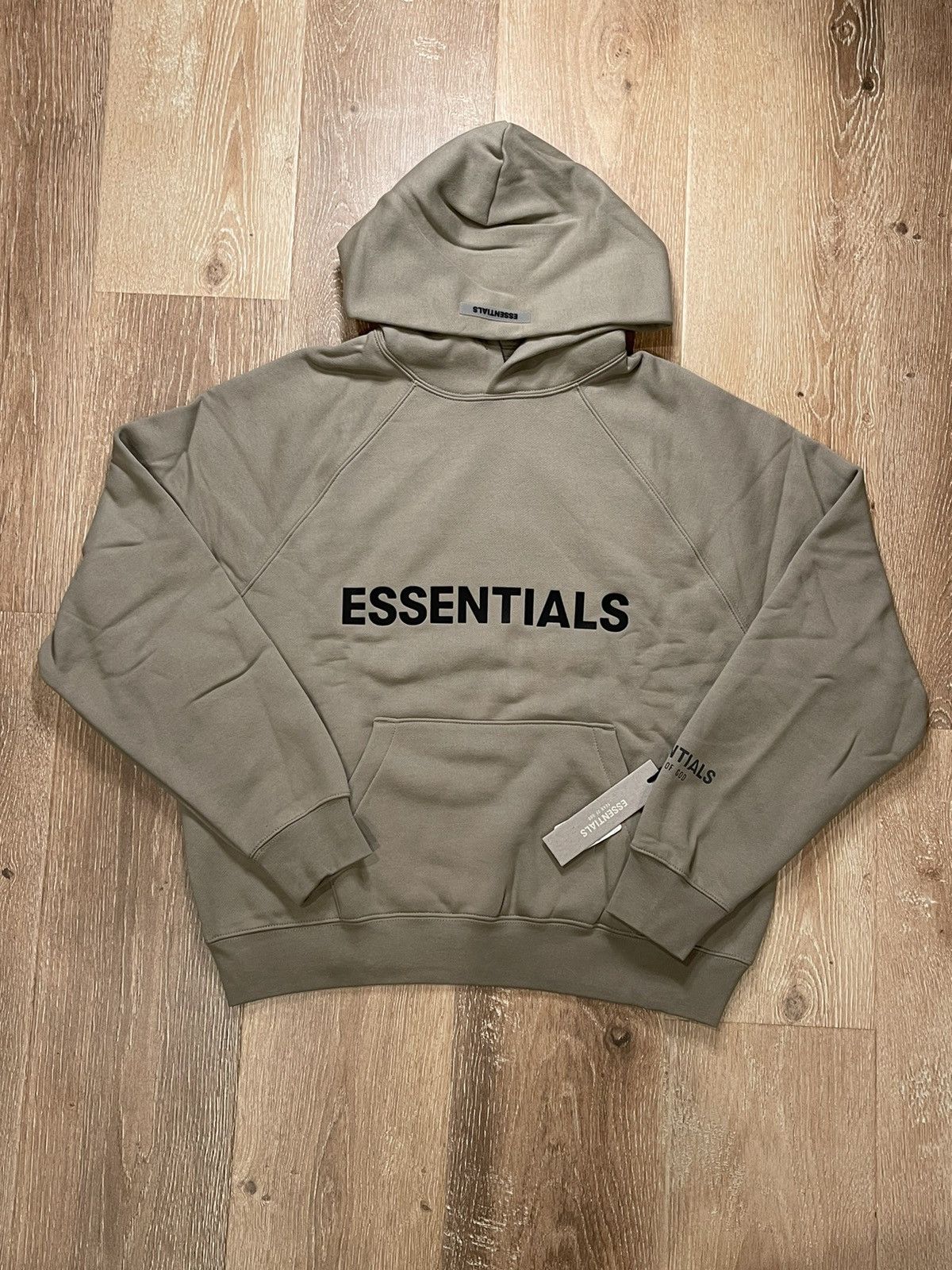 Fear of God FOG Essentials FW20 Olive Khaki Logo Hoodie Size XS | Grailed