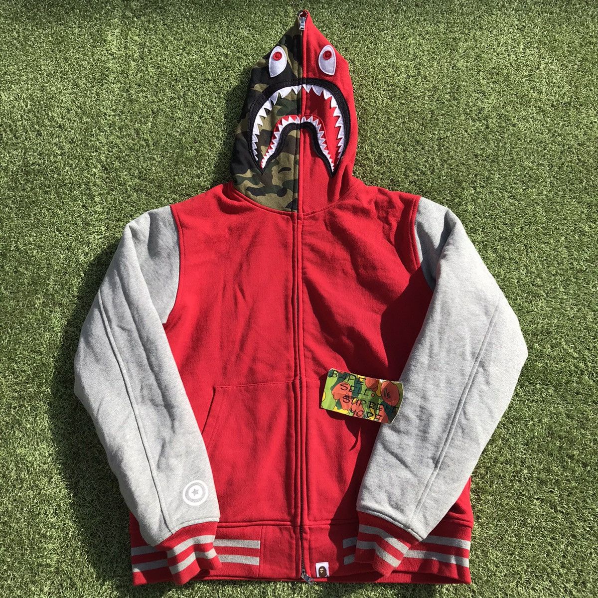 Bape BAPE Shark Full Zip varsity Jacket | Grailed