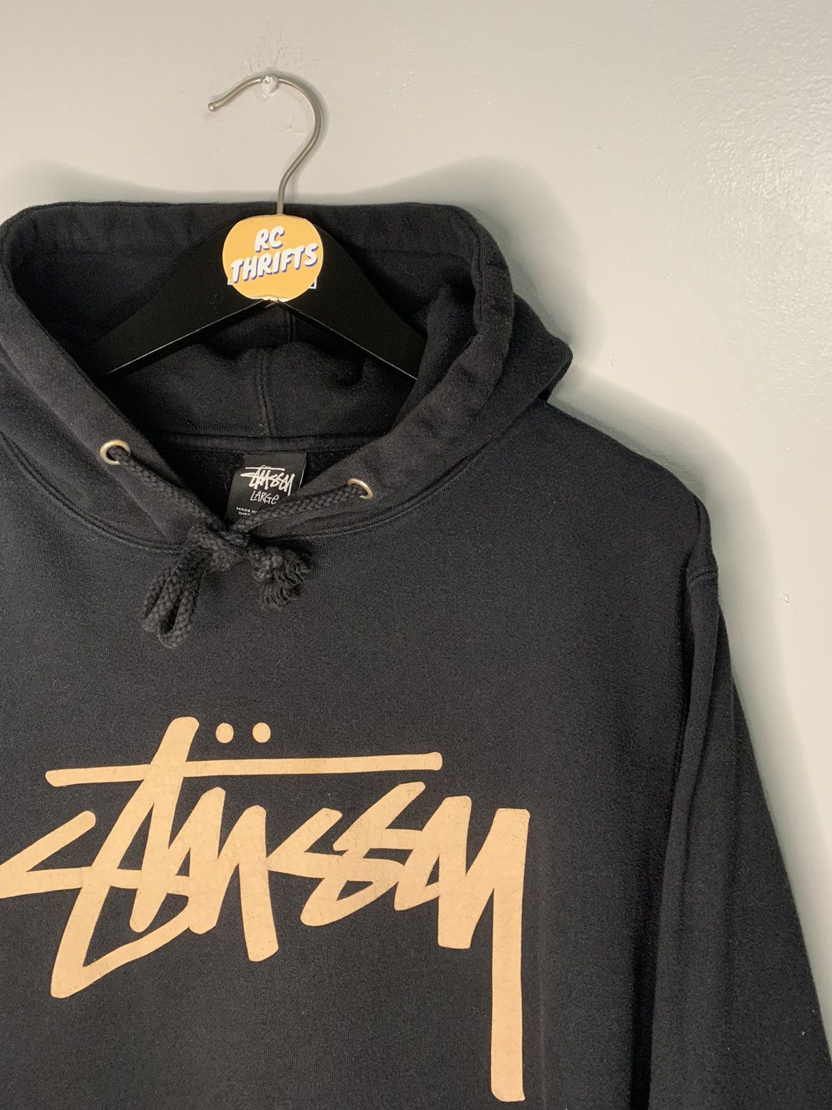 Vintage Vintage Stussy Big Logo Hoodie Black | Grailed