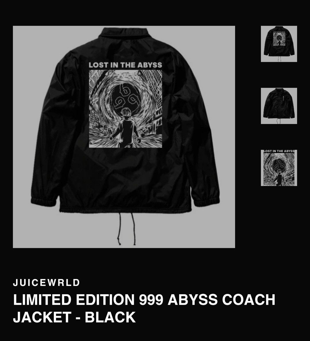 999 Club Juice WRLD "Lost In The Abyss" Coach Jacket (Medium) | Grailed