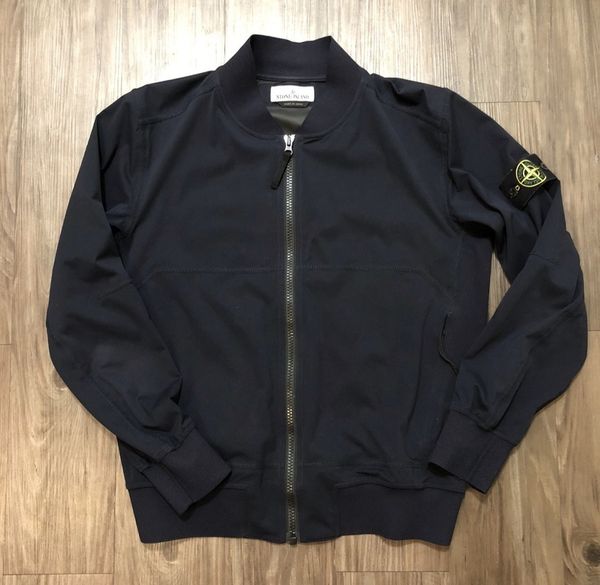 Stone Island Stone Island Navy Bomber Light Soft Shell si Check Grid ...