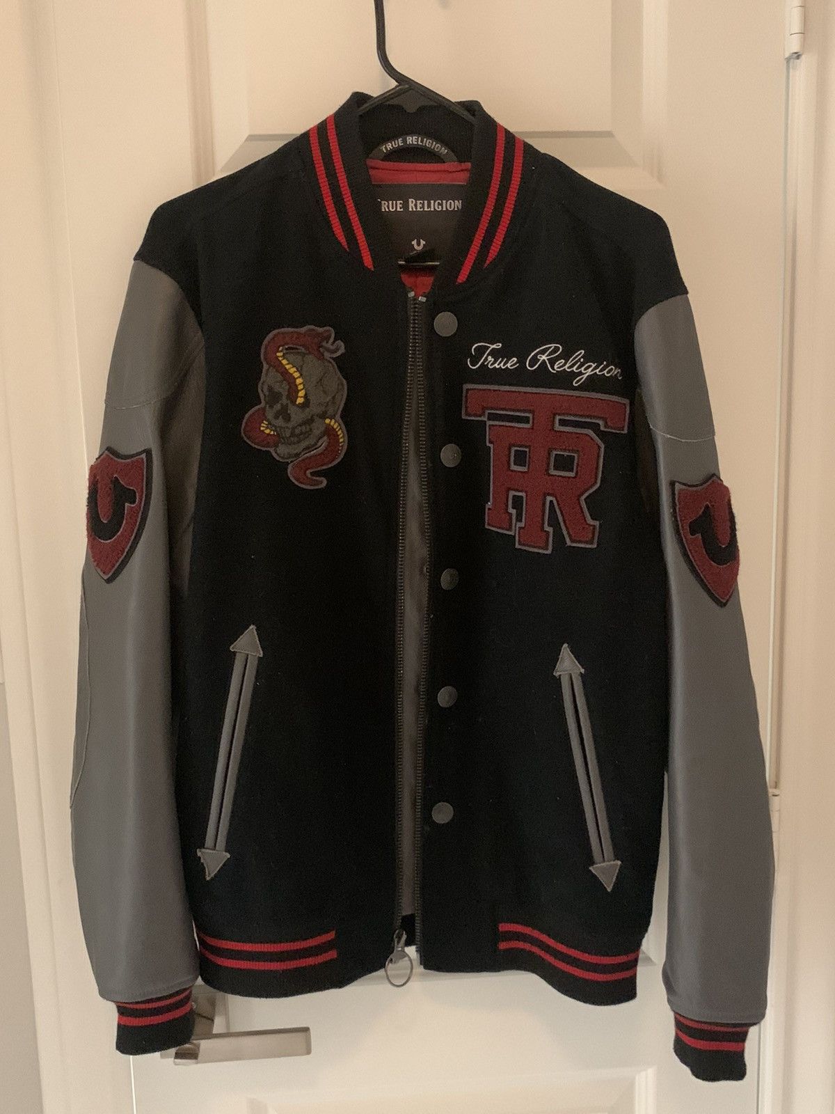 True Religion Vintage Red True Religion Varsity Jacket | Grailed