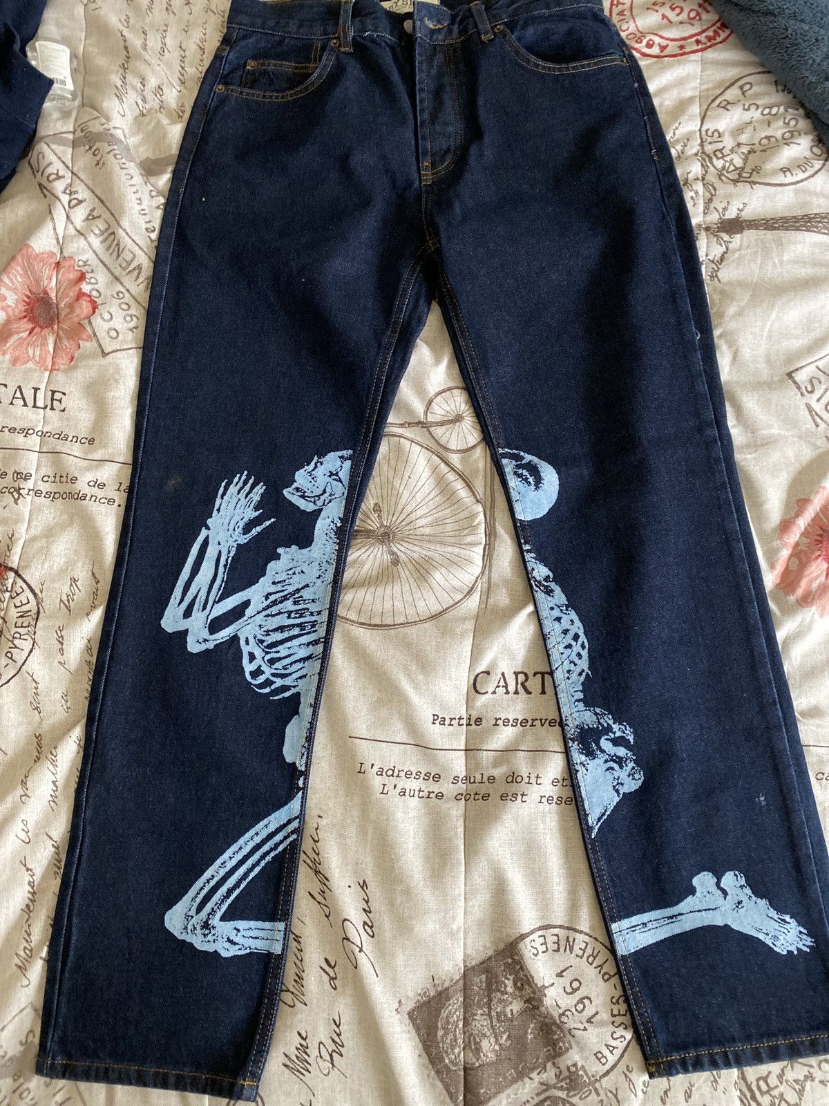 Custom Byslik Raw Cocaine white skeleton jeans | Grailed