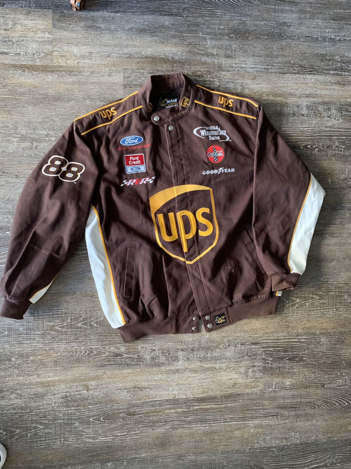 Chase Authentics vintage chase authentics UPS nascar jacket | Grailed