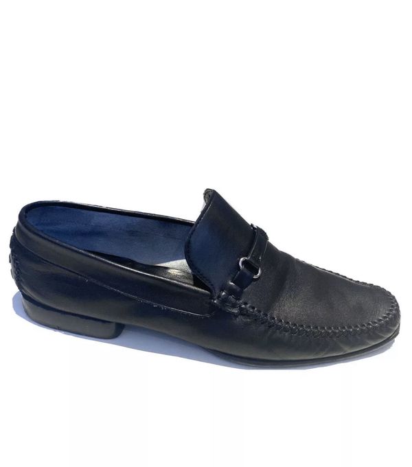 Italian Designers STEMAR Made in Italy Black Leather Horse-bit Loafer ...