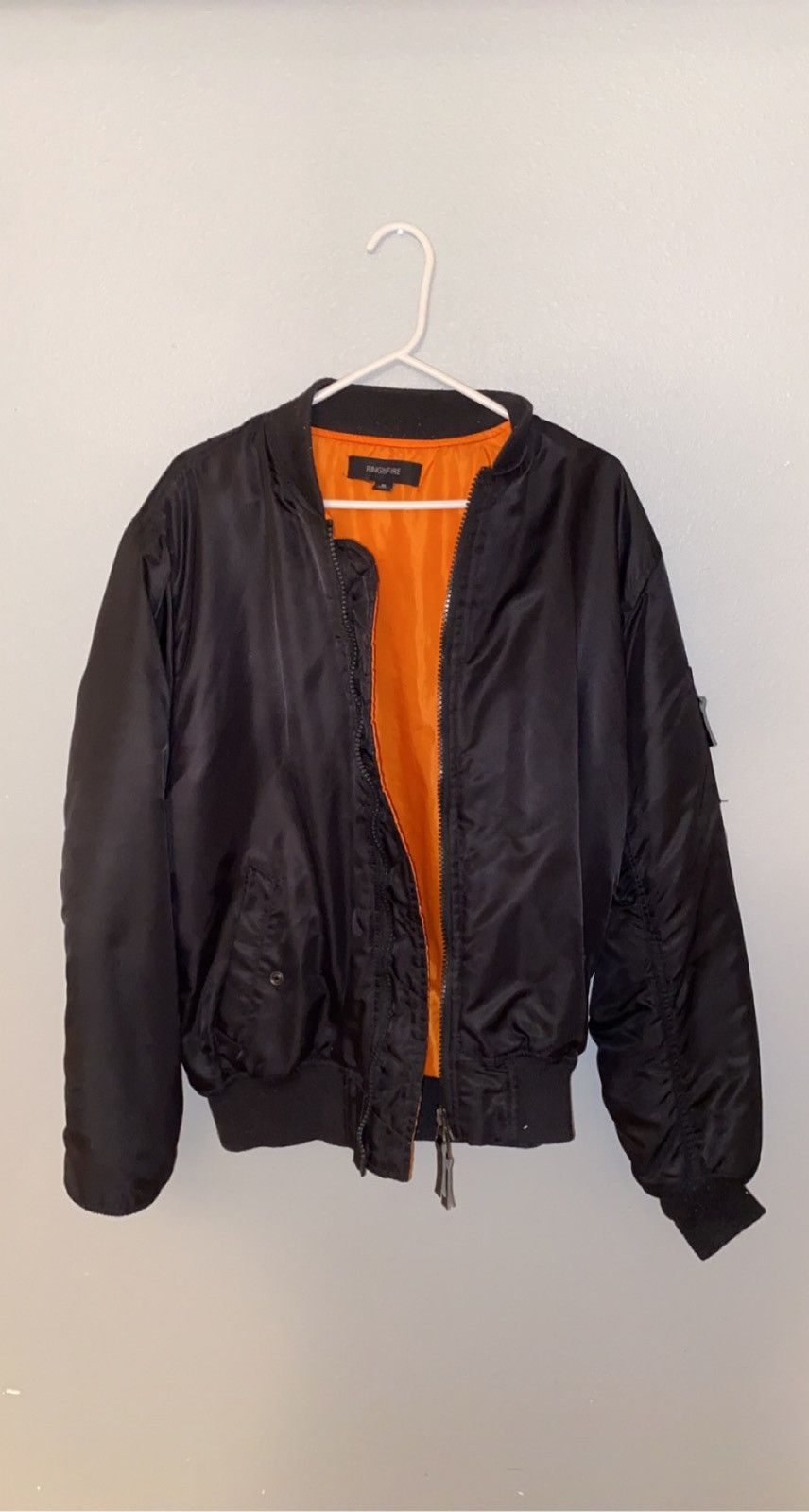 Bomber Jacket Black bomber jacket orange inside | Grailed