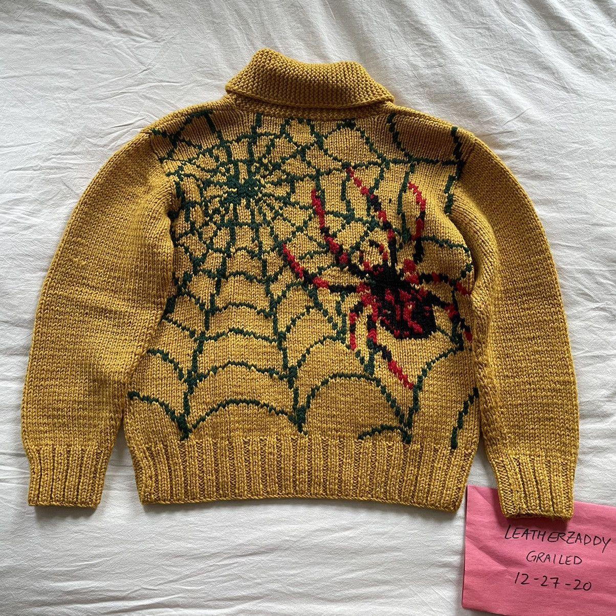 Evisu FINAL DROP Evisu Cowichan sweater zip with spider web design ...