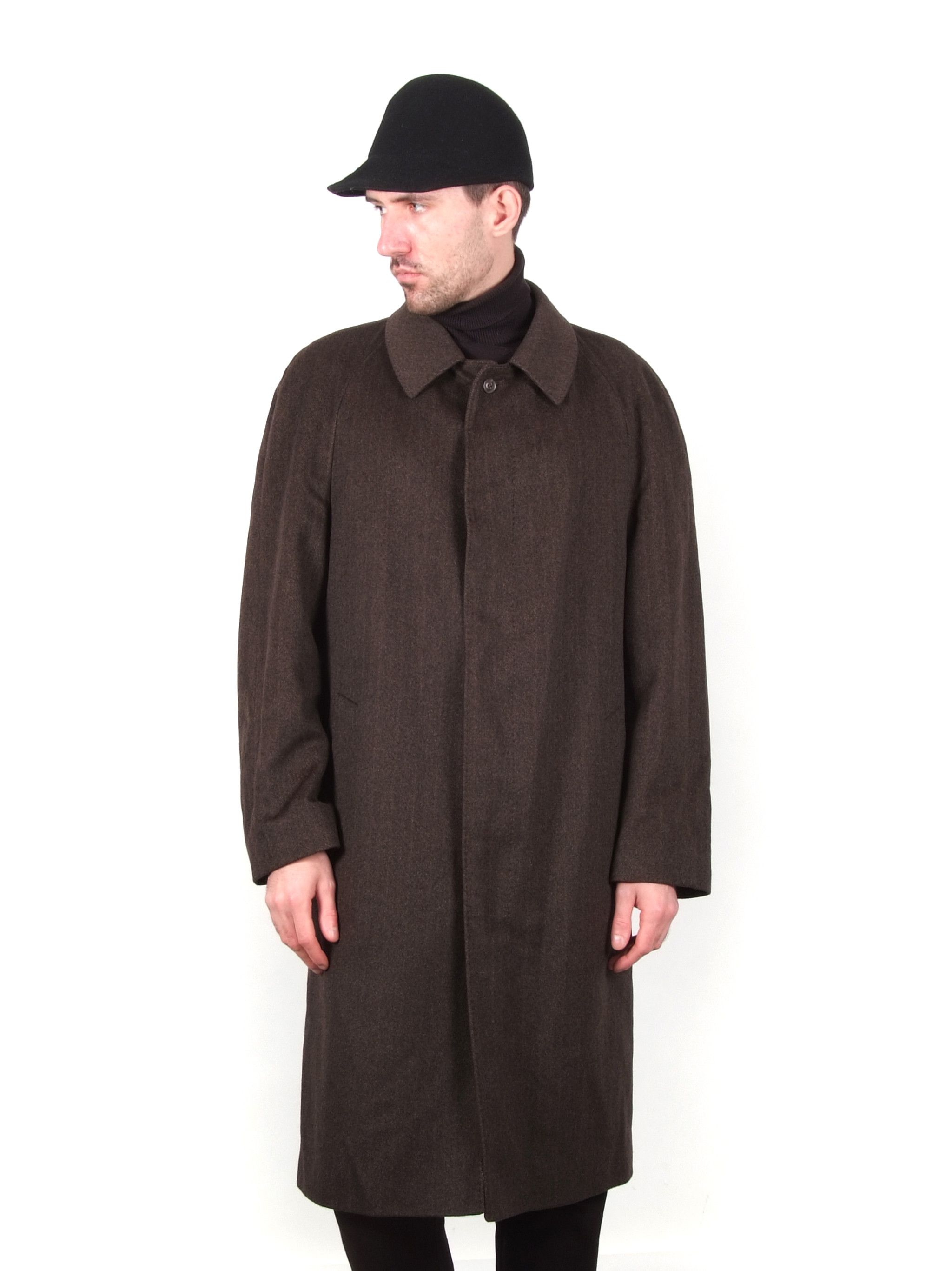 Loro Piana Odermark Pure Cashmere Long Overcoat Herringbone Pattern ...