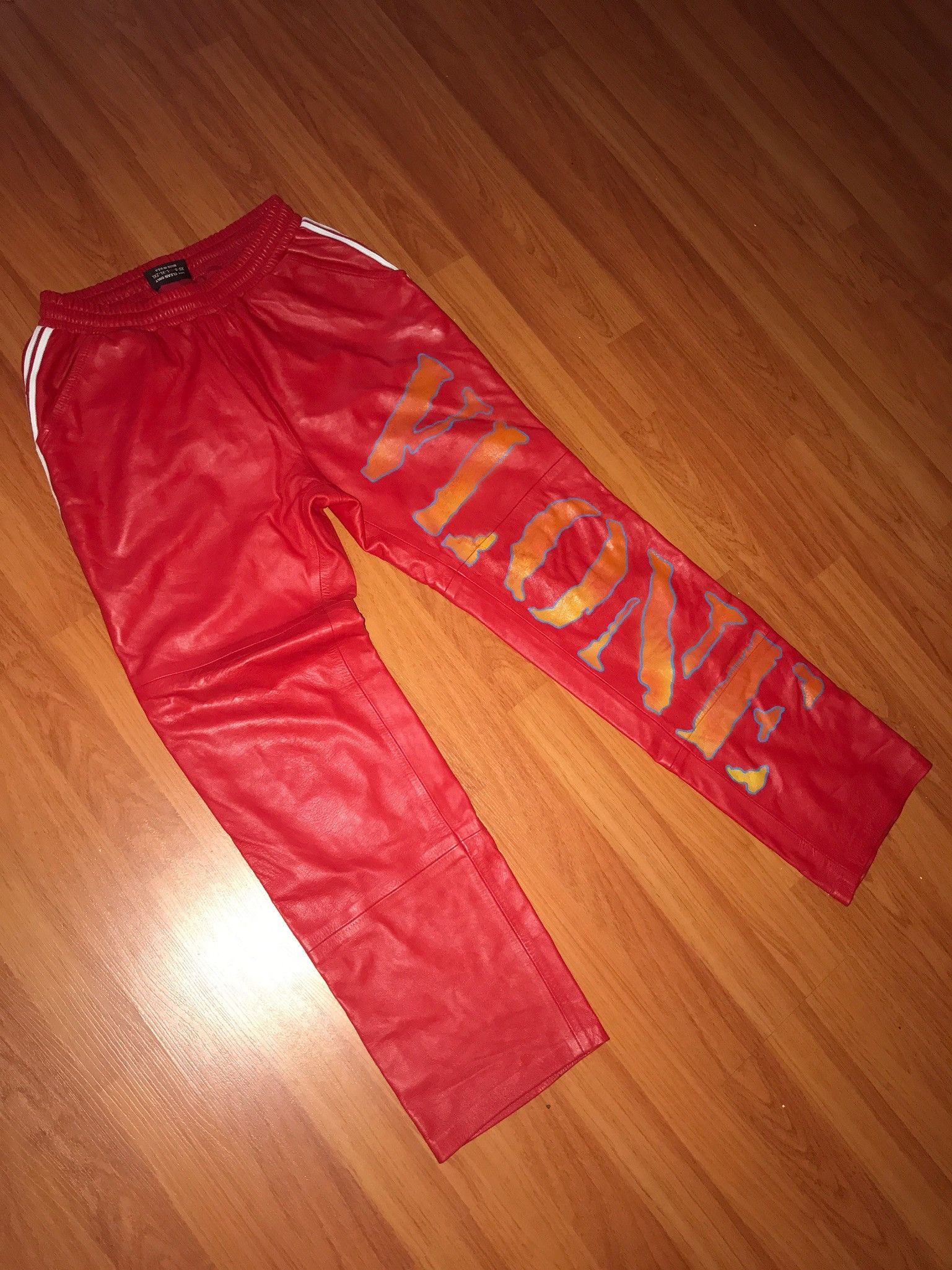 Vlone Red Leather Pants | Grailed