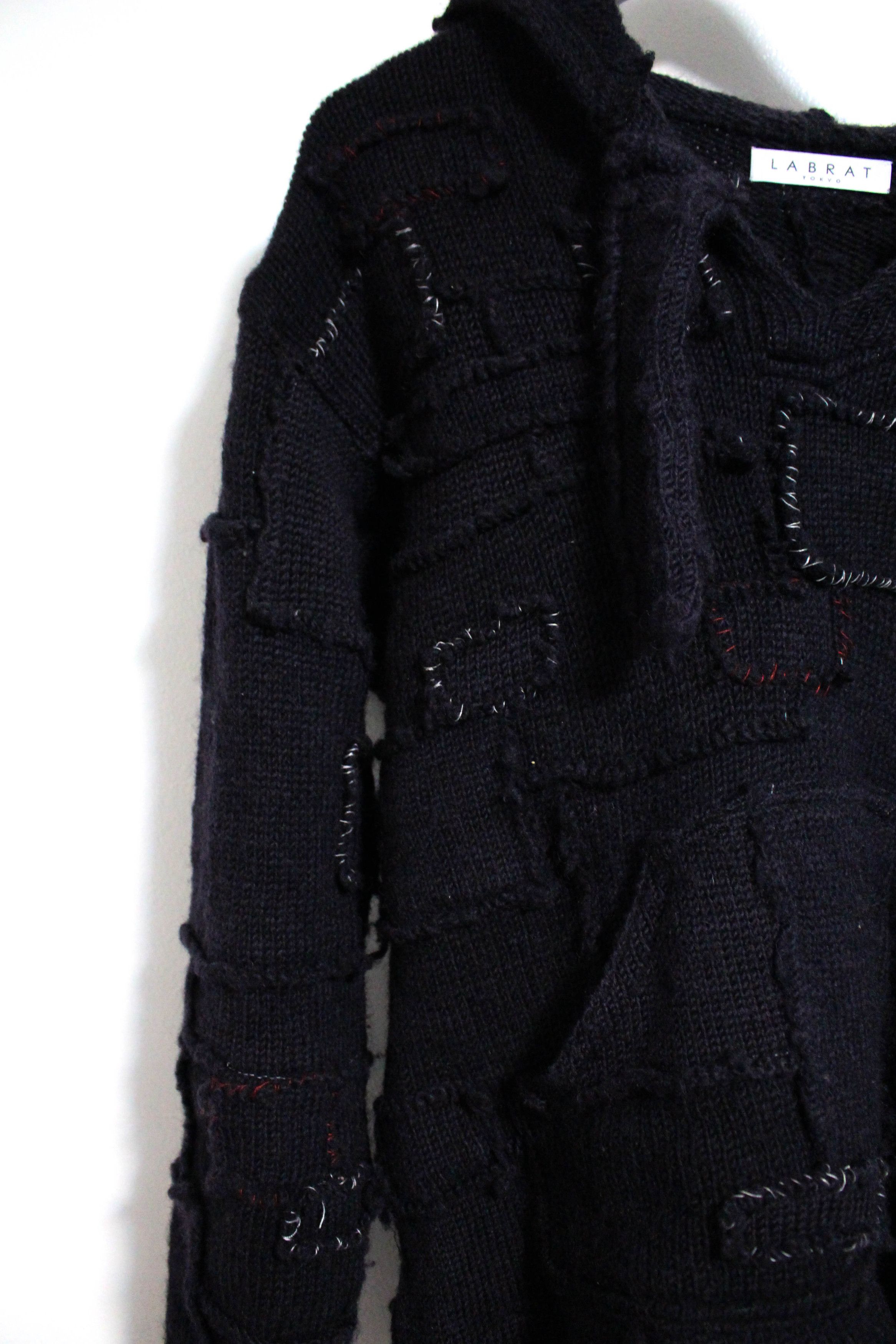 Labrat Punk Crust Patched Drug Rug Wool Knit Hoodie | Grailed