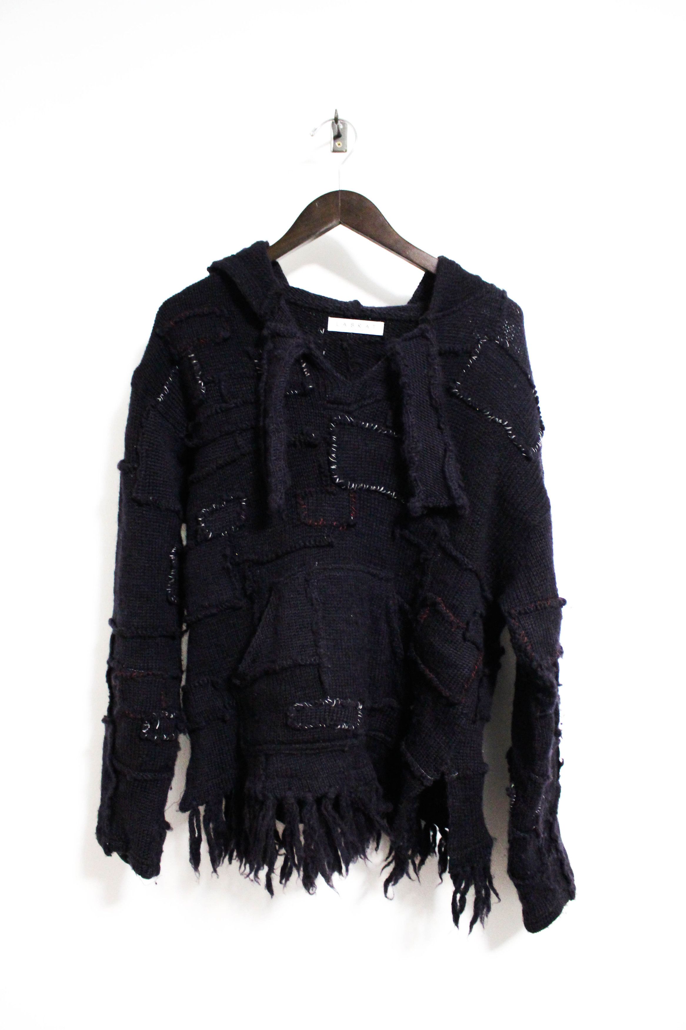 Labrat Punk Crust Patched Drug Rug Wool Knit Hoodie | Grailed