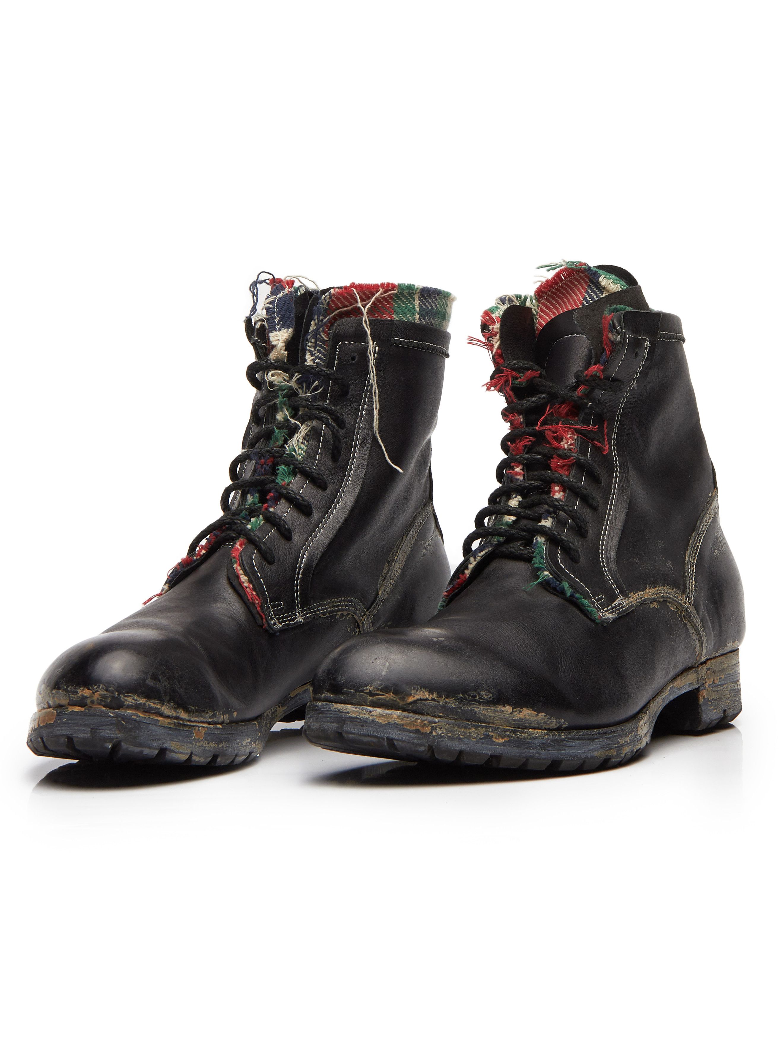 Miharayasuhiro Black Distressed Boots With Colorful Details | Grailed