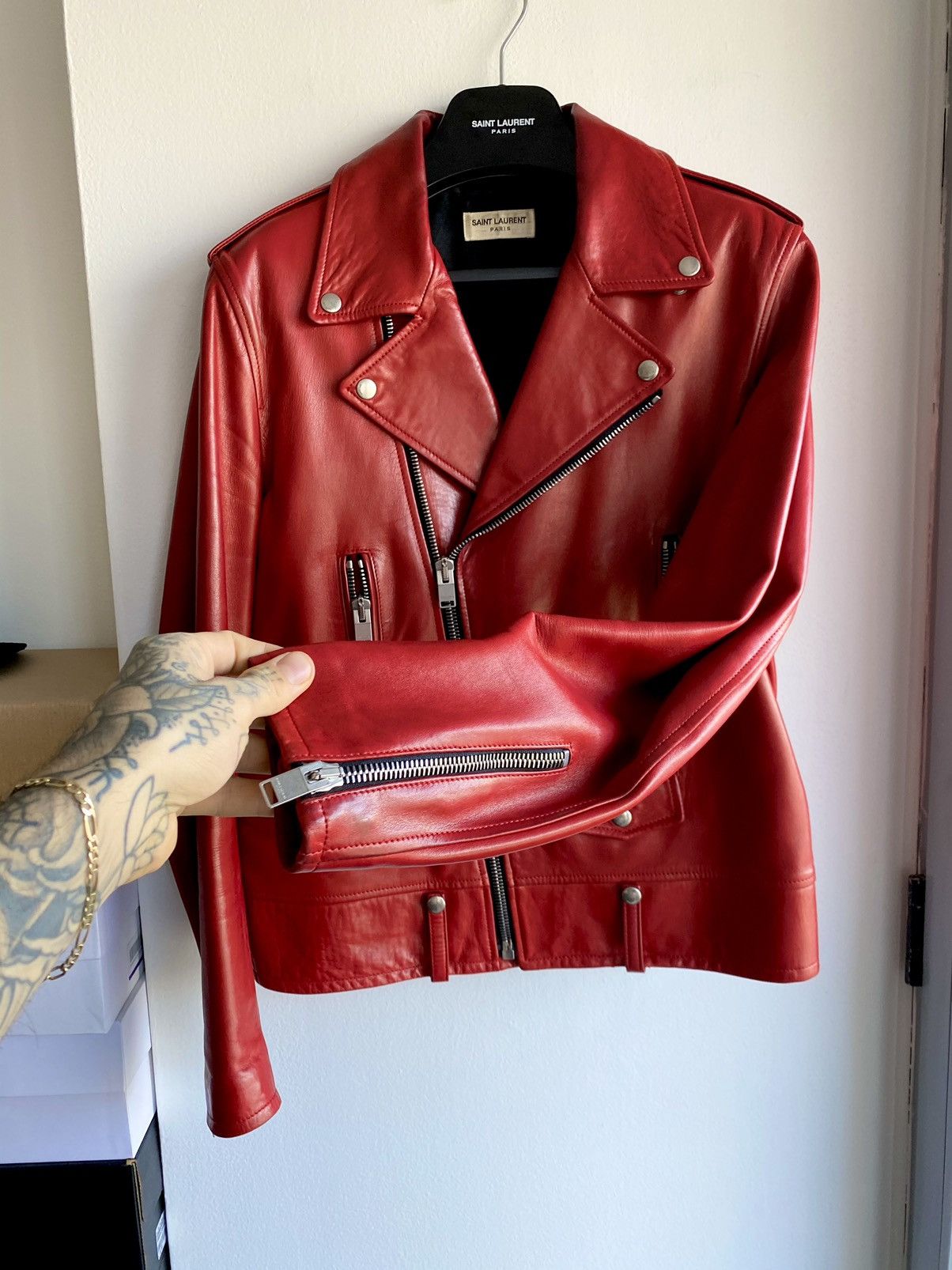 Hedi Slimane × Saint Laurent Paris FW14 EXTREMELY RARE RED L01 Biker ...