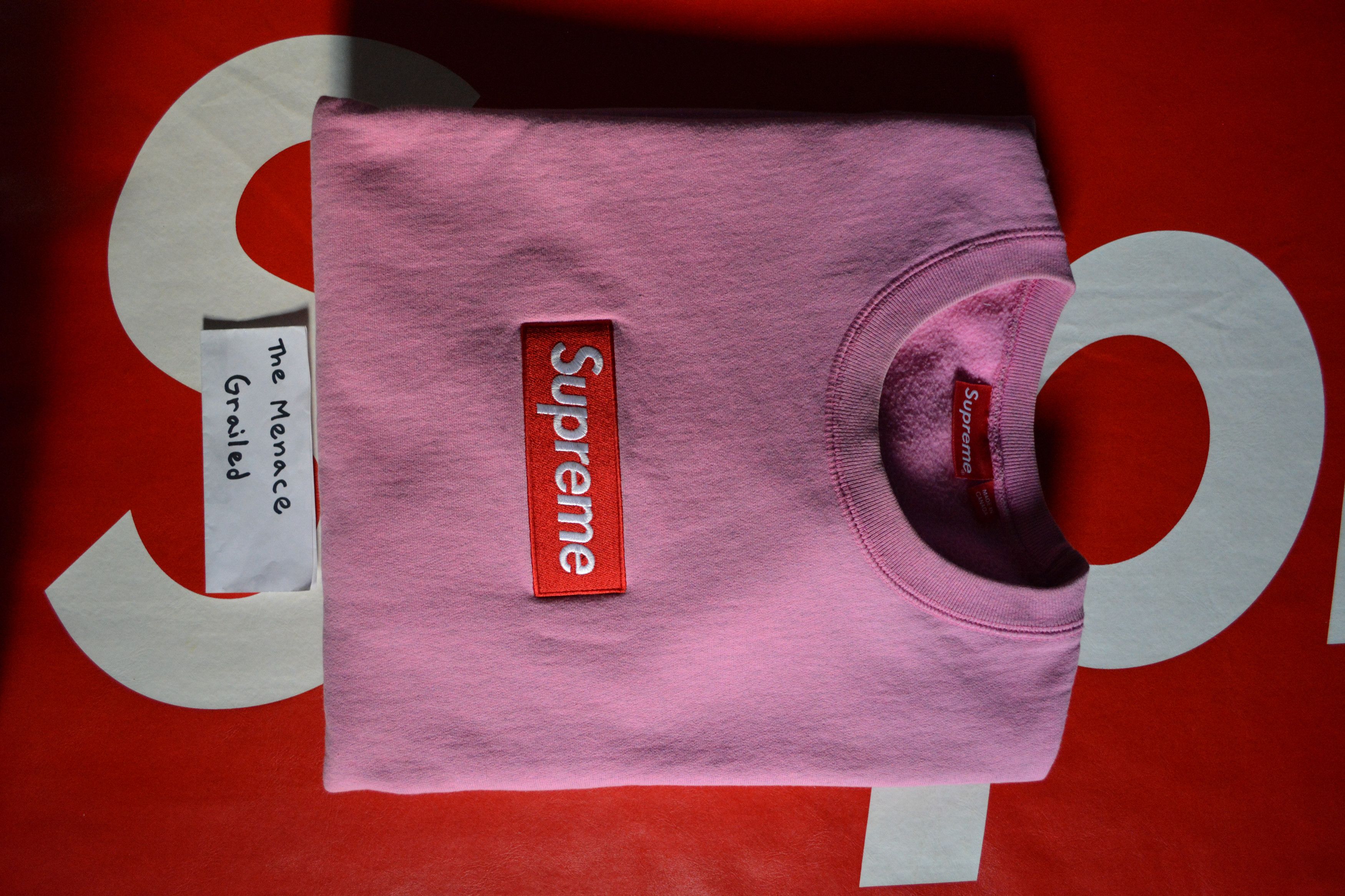 Supreme Pink Box Logo Crewneck | Grailed