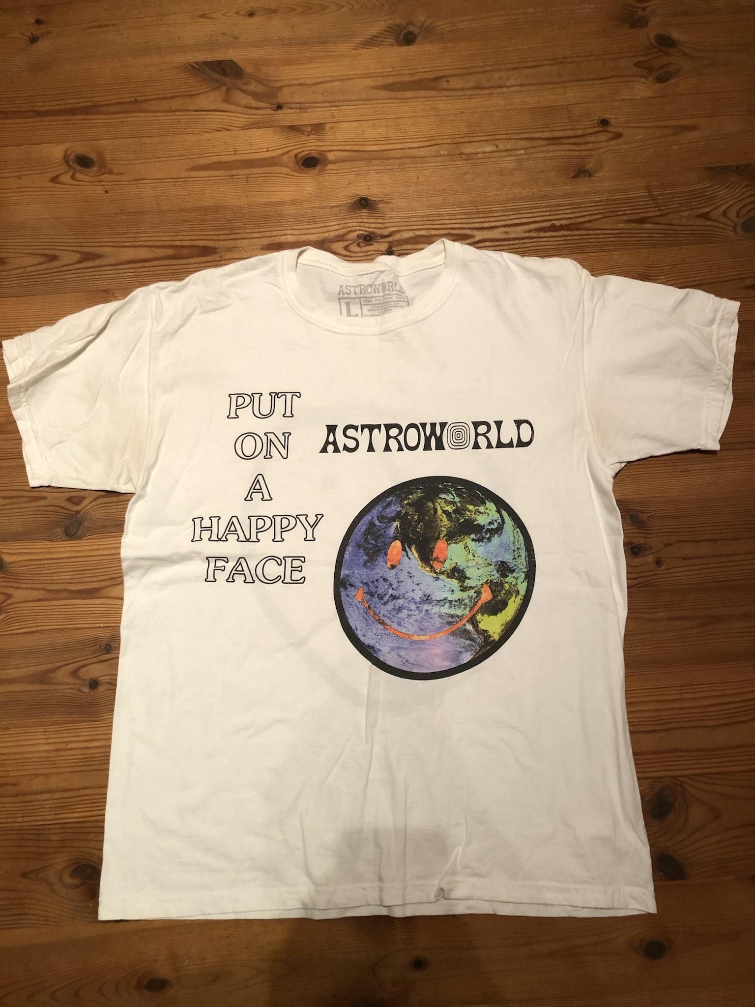 Travis Scott Travis Scott Astroworld Put On A Happy Face Merch T-Shirt ...