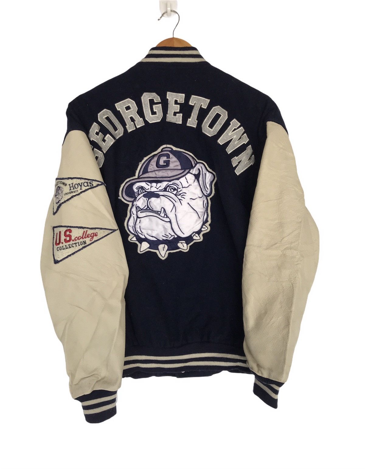 Varsity Jacket × Vintage Vintage Georgetown Hoya University Leather ...