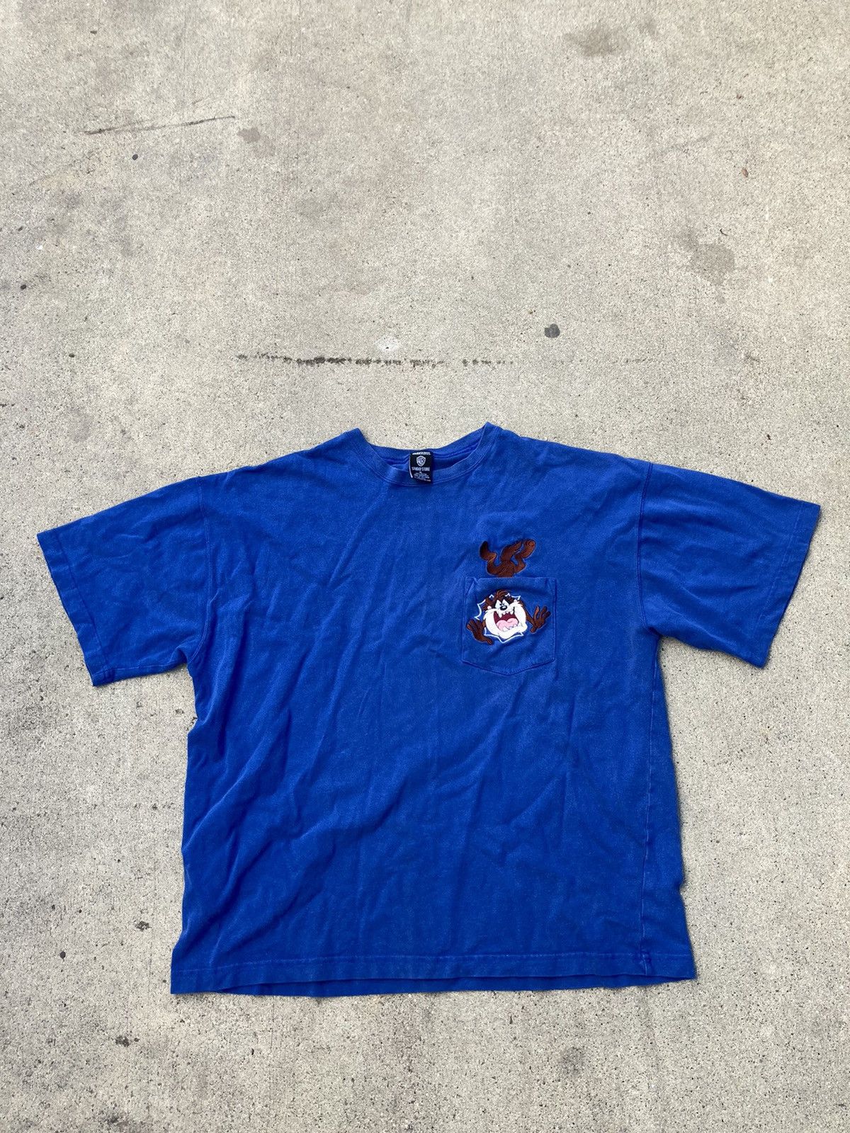 Vintage × Warner Bros Vintage Blue Taz Devil Looney Tunes Pocket T ...