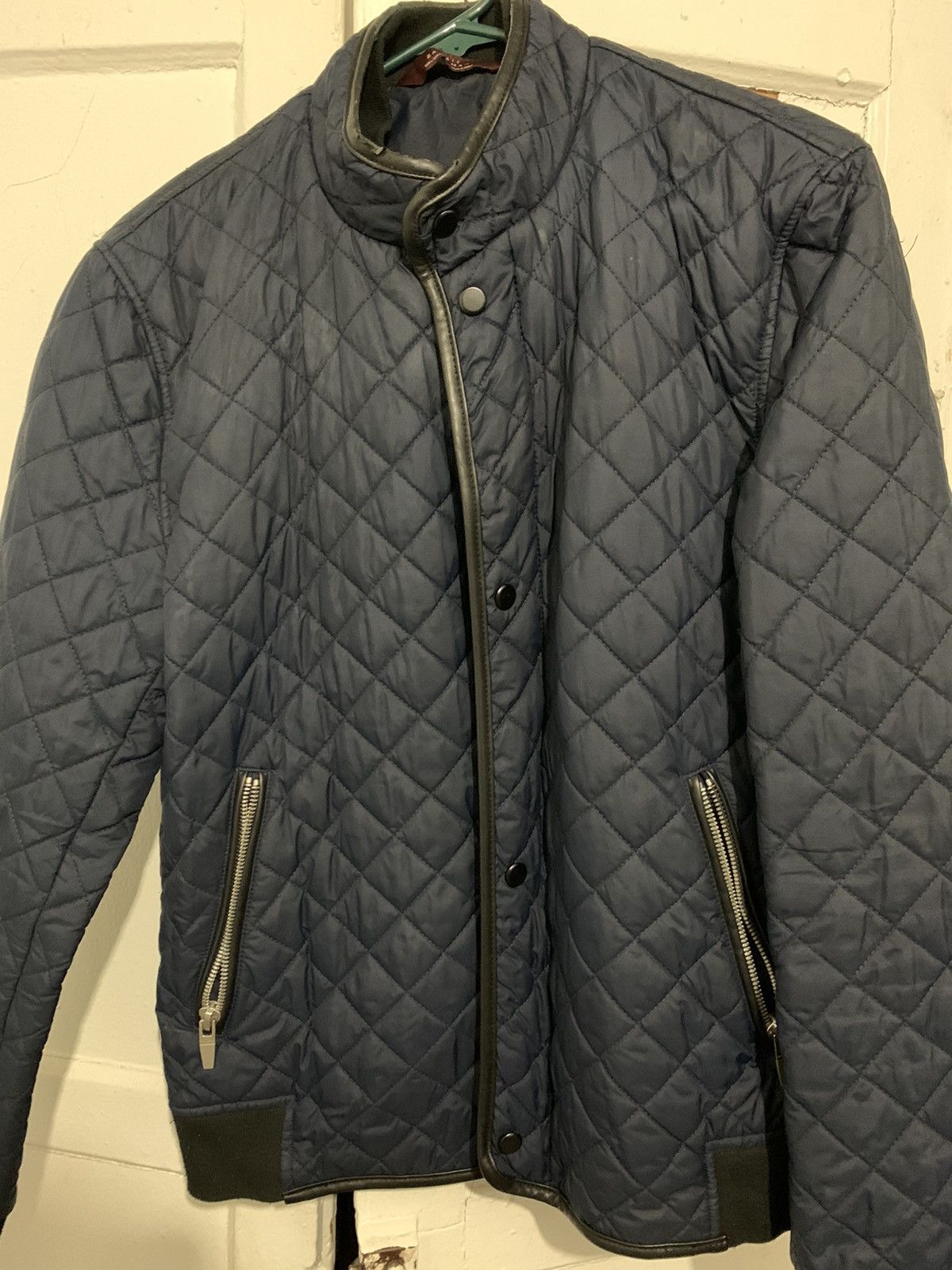 Zara Navy Quilted Zara work Jacket | Grailed