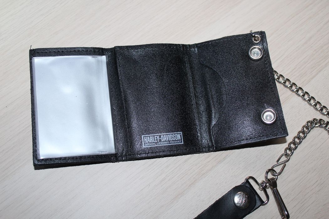 Vintage Harley Davidson Blue Flames Leather Metal Chain Wallet | Grailed