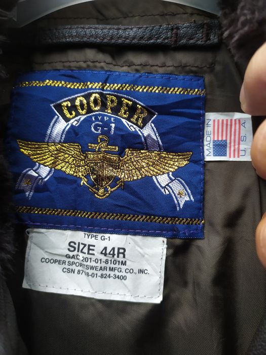 Cooper COOPER SPORTSWEAR MFG.CO. TYPE G1 USN LEATHER FLIGHT JACKET ...
