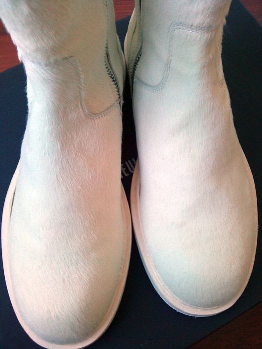 Ann Demeulemeester White Pegasus pony-skin boots | Grailed