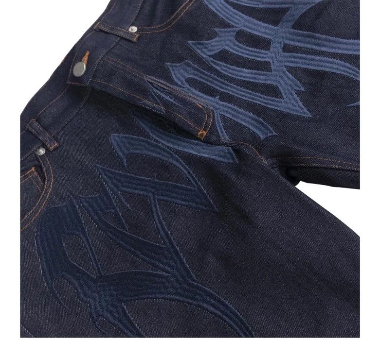 Revenge Blue Revenge Raw Jeans Embroidered | Grailed