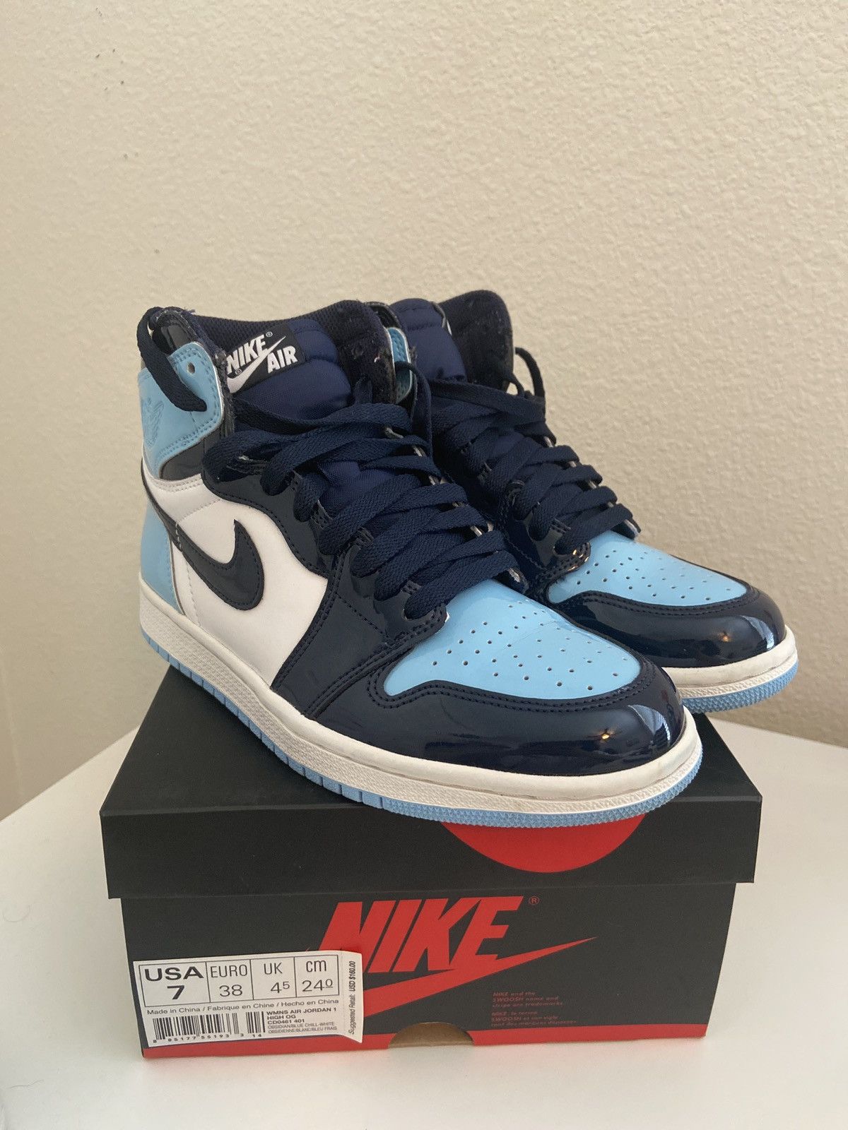 Nike Jordan 1 Unc Patent/Blue Chill | Grailed