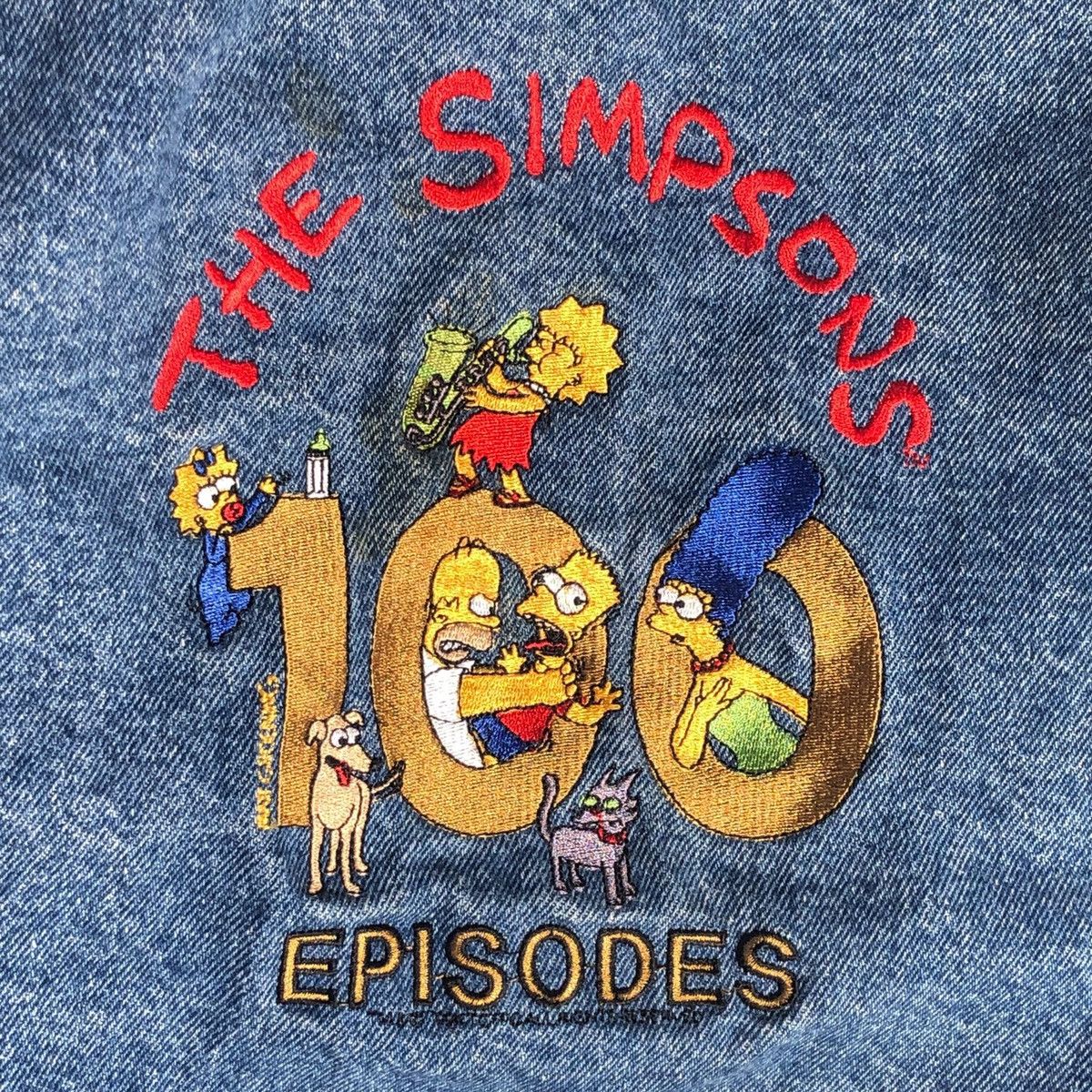 Vintage The Simpsons Denim Jacket CAST & CREW 90s TV Bart Simpson | Grailed