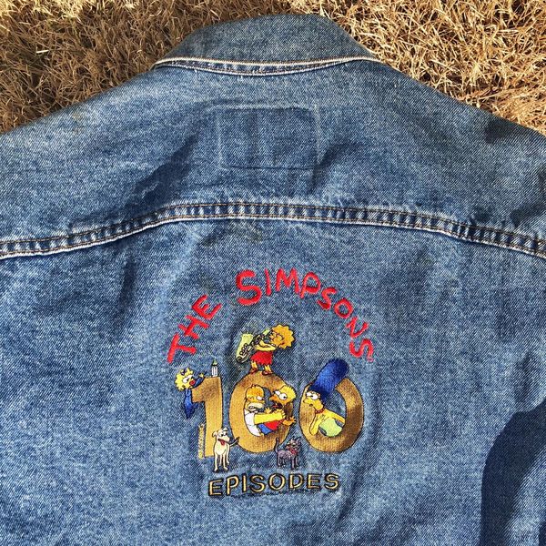 Vintage The Simpsons Denim Jacket CAST & CREW 90s TV Bart Simpson | Grailed