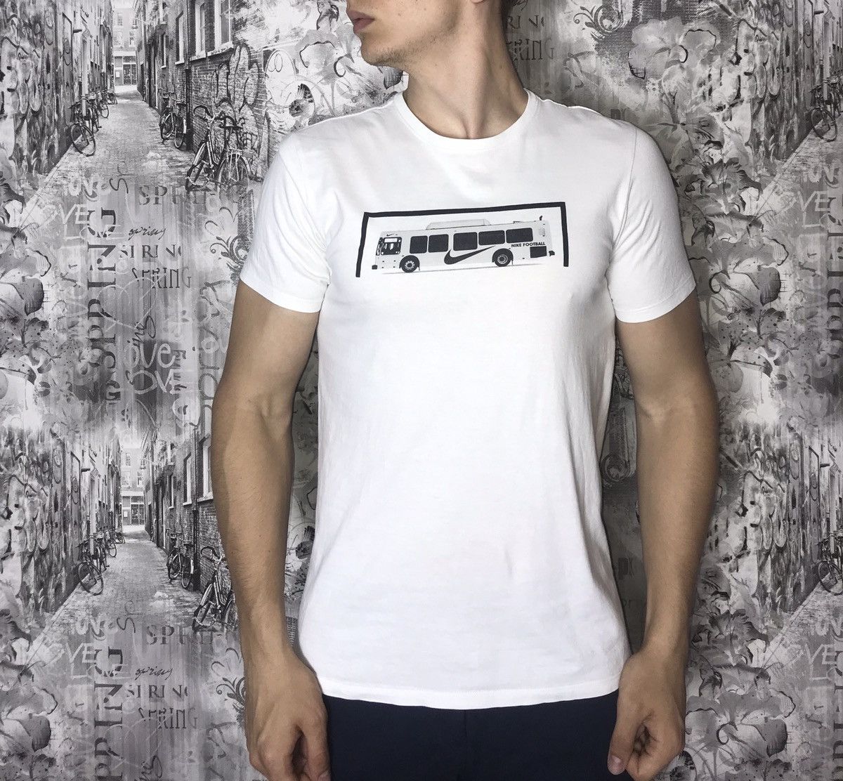 Nike × Streetwear Nike football bus print t-shirt | Grailed