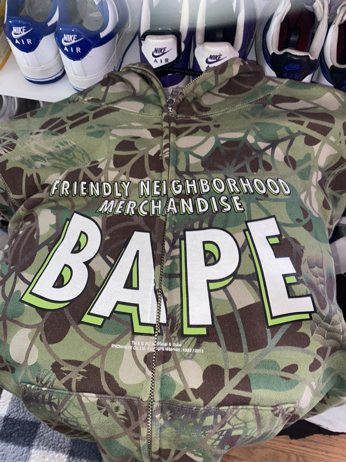 Bape Bape x Marvel Comics Spider-Man web camo full zip hoodie | Grailed