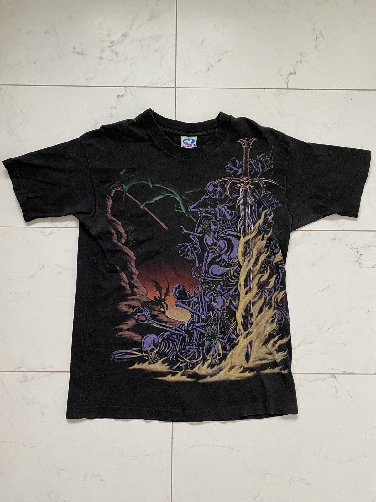Liquid Blue × Vintage Vintage 1996 Liquid Blue Skeleton Sword Tee | Grailed