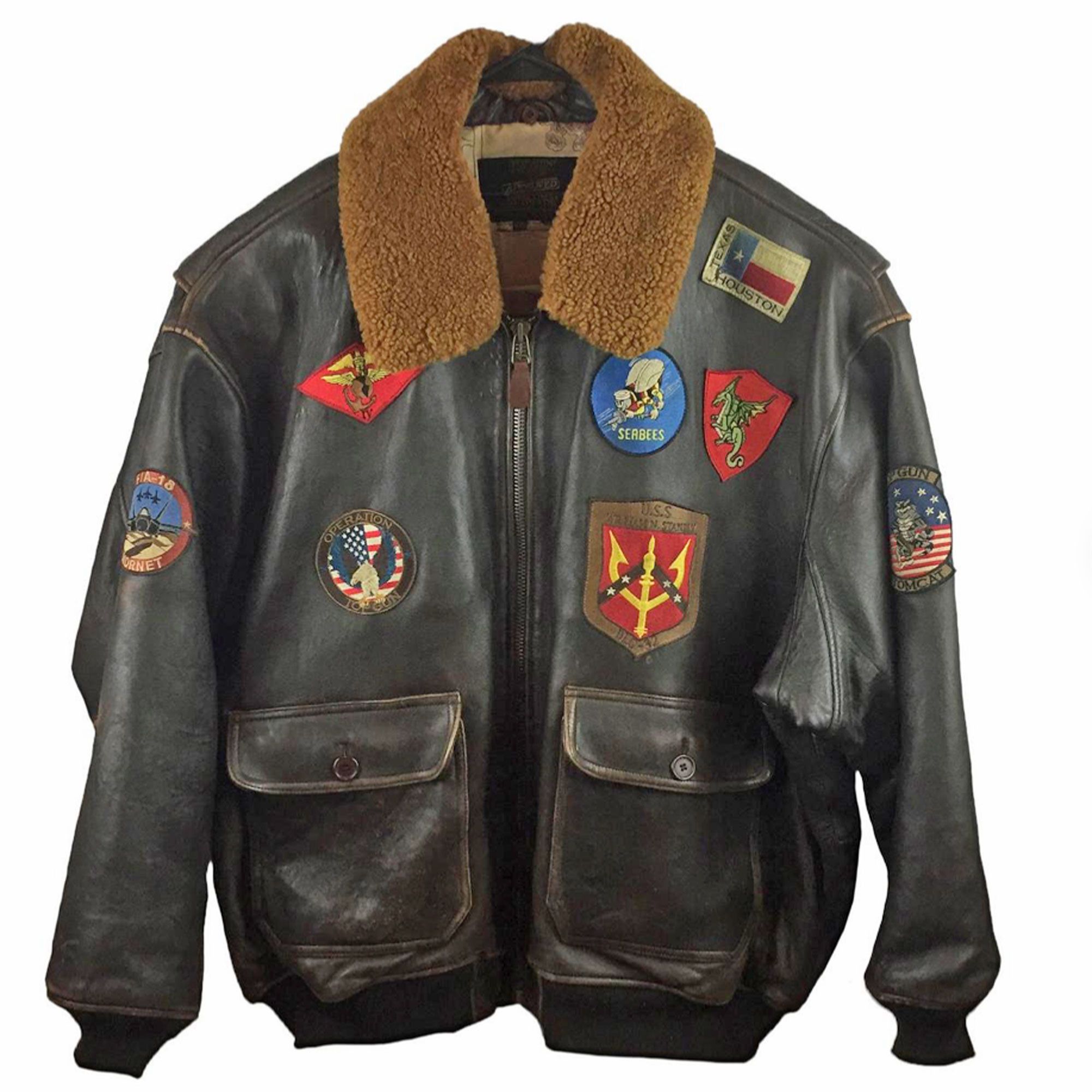 Vintage TOP GUN AN AMERICAN ICON Brown G-1 Bomber Jacket Size 6XL | Grailed