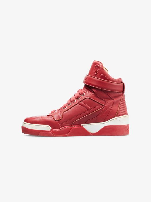 Givenchy Red Tyson Hi Top Leather Sneakers | Grailed