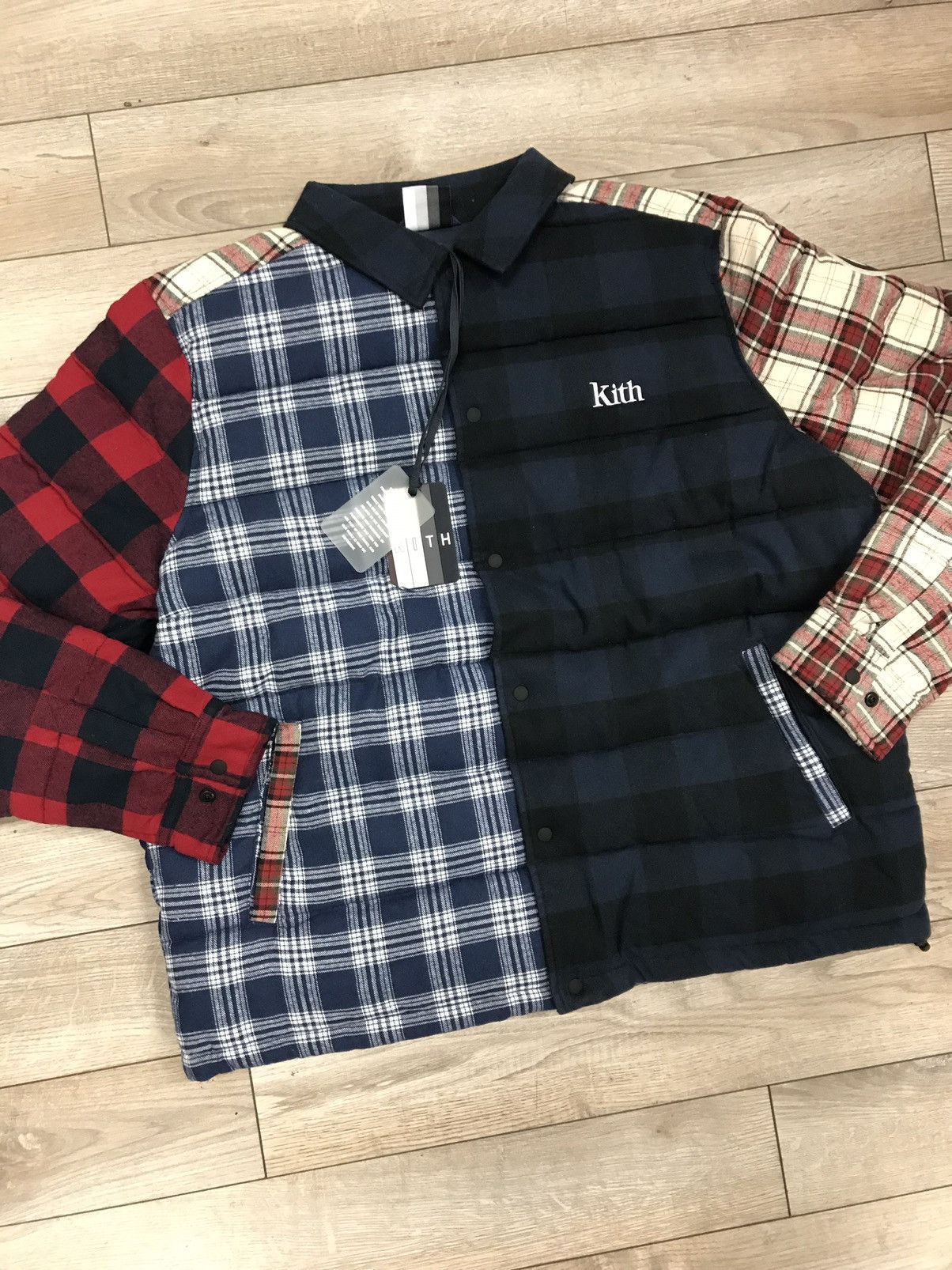 Kith × Ronnie Fieg Kith- Murray Quilted Shirt Jacket Plaid Multi XL ...