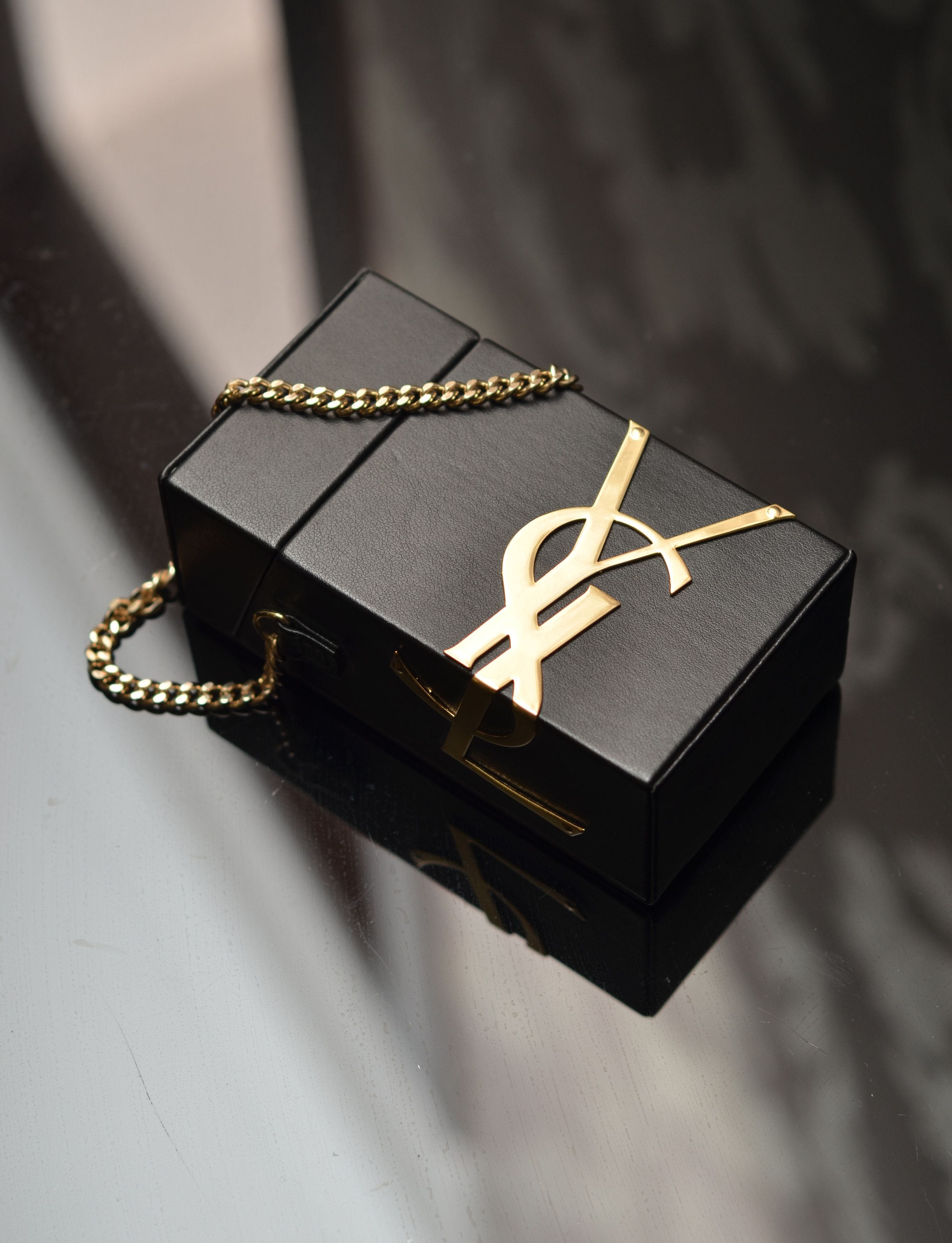 Saint Laurent Paris YSL Luxury RARE Cigarette Case Smoking Box Chain ...