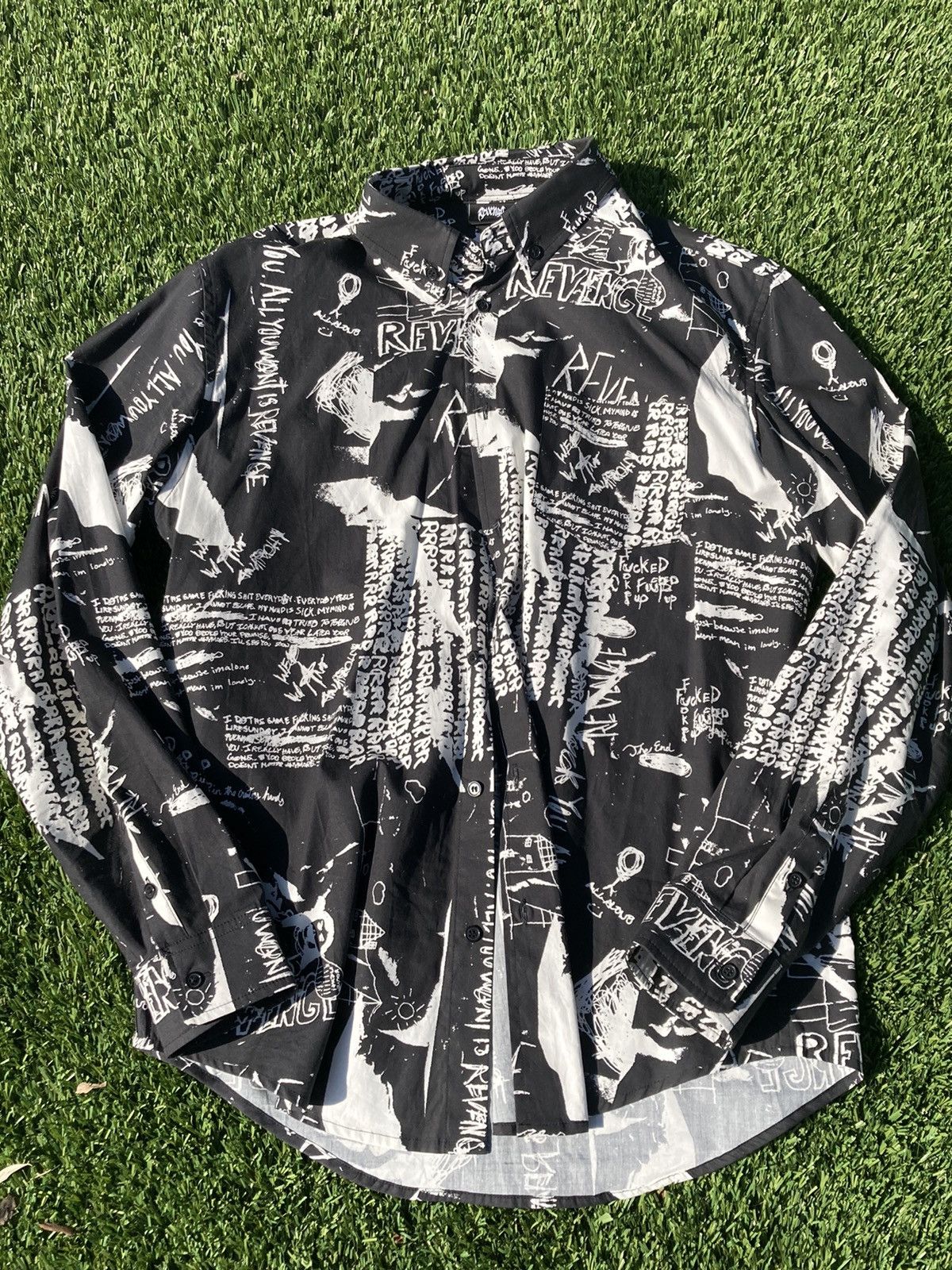 Revenge Revenge Graffiti Button Up | Grailed