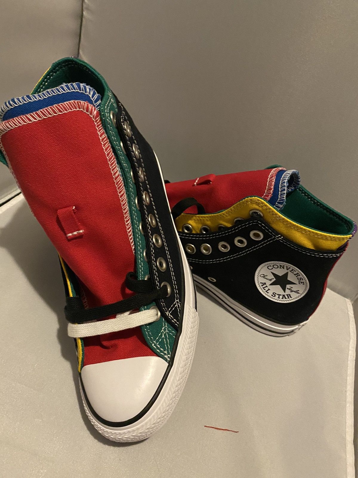 Converse CHUCK TAYLOR ALL STAR DOUBLE UPPER HIGH ‘BLACK MULTI’ | Grailed