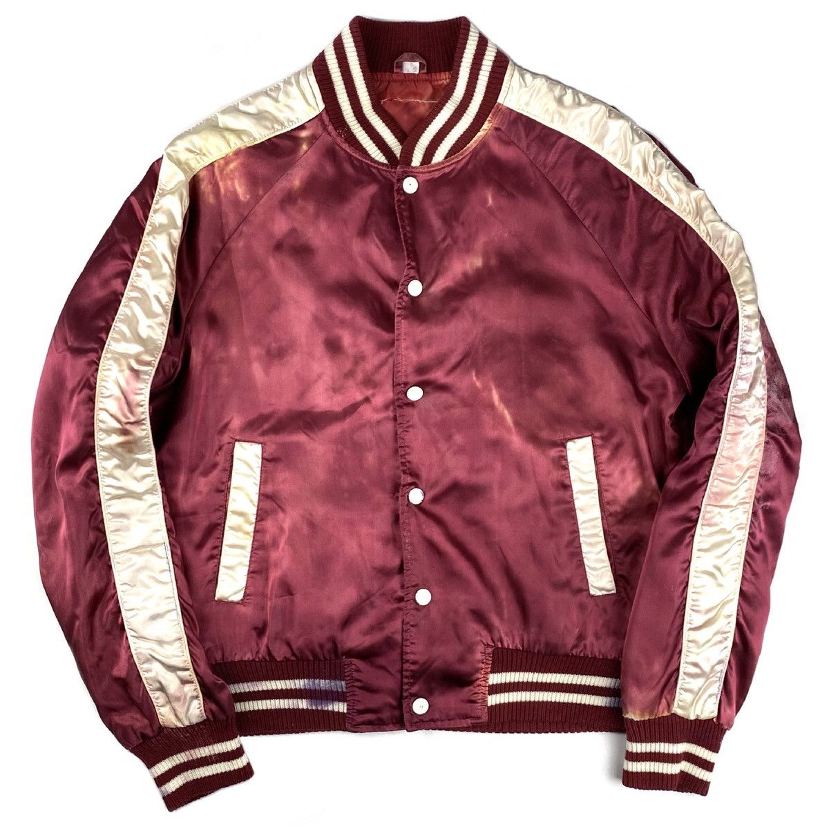 Hedi Slimane × Vintage Vintage Thrashed Faded Varsity Bomber Jacket ...