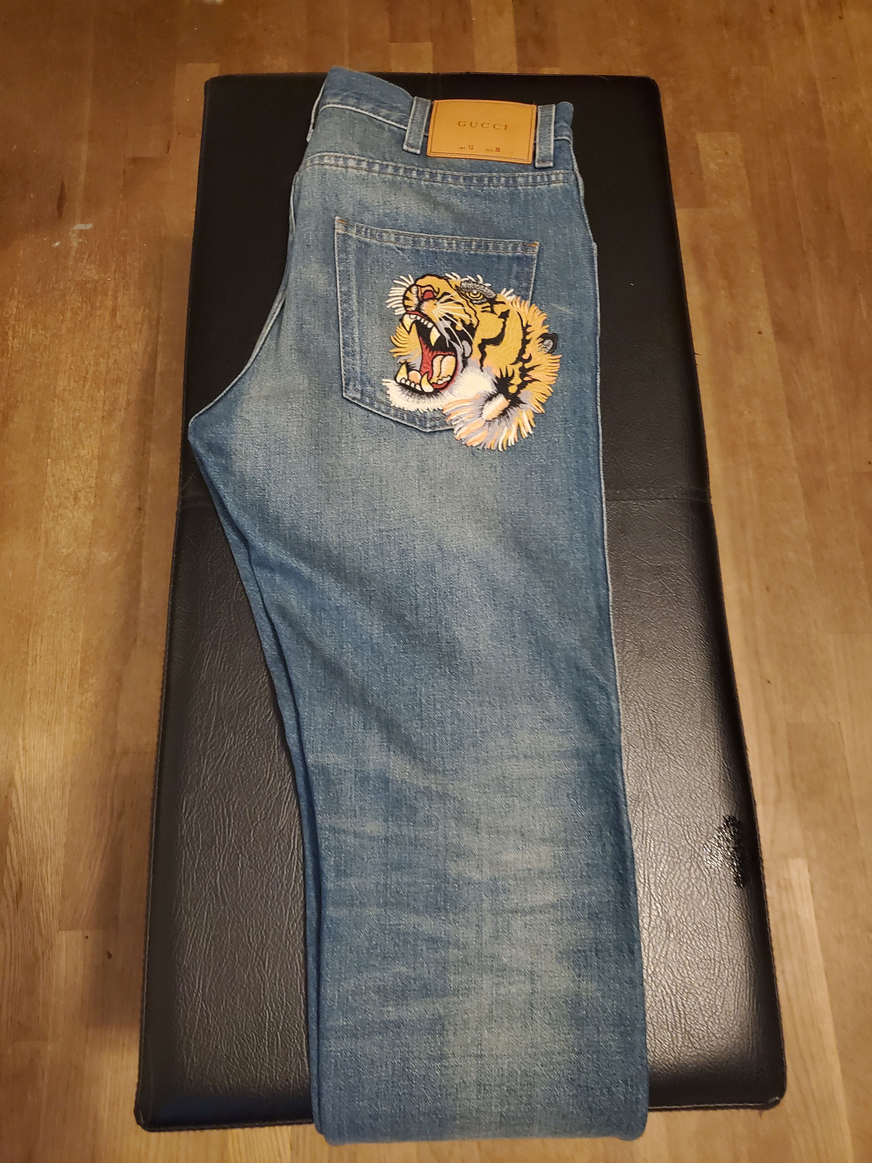 Gucci OG Gucci Tiger Patch Back Pocket Denim Jeans | Grailed