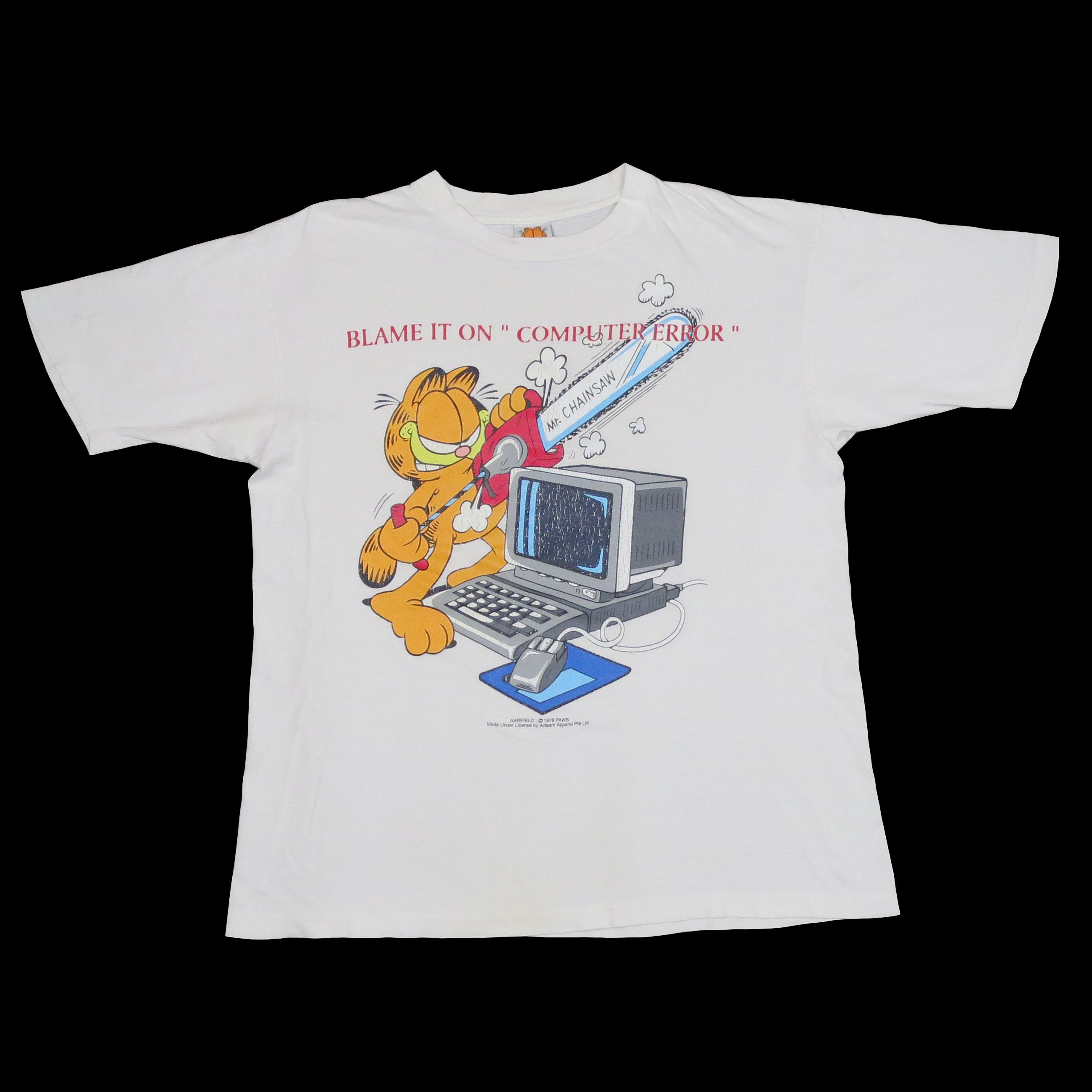 Vintage Vintage 90s GARFIELD Chainsaw Blame Computer Big Print | Grailed