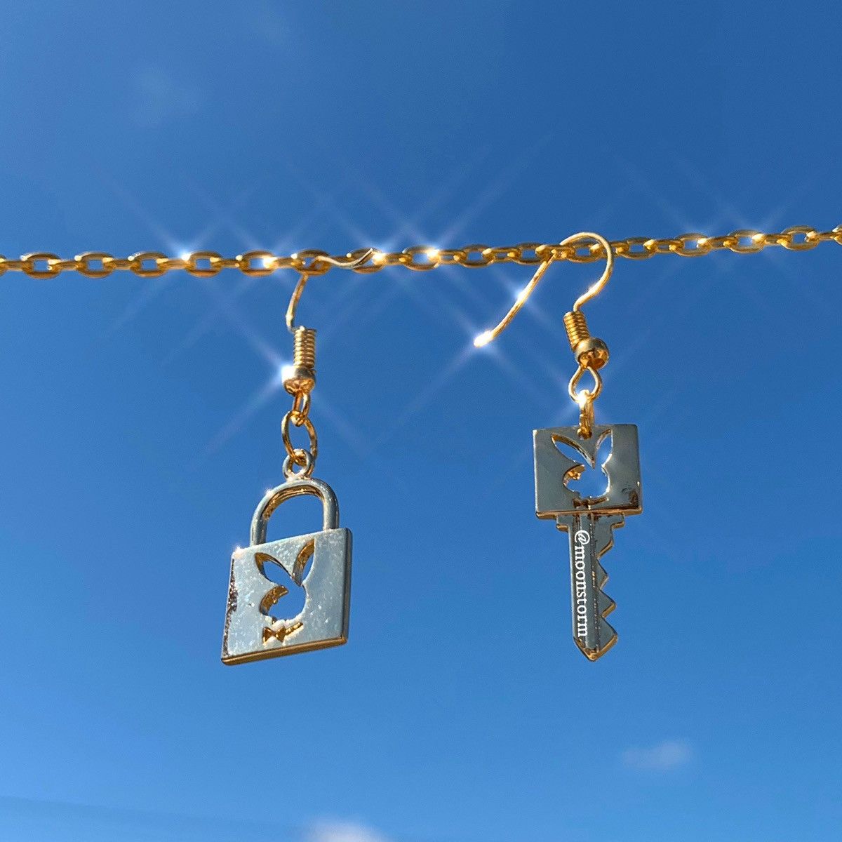 Playboy NEW Playboy Gold Lock + Key Unisex Earrings | Grailed