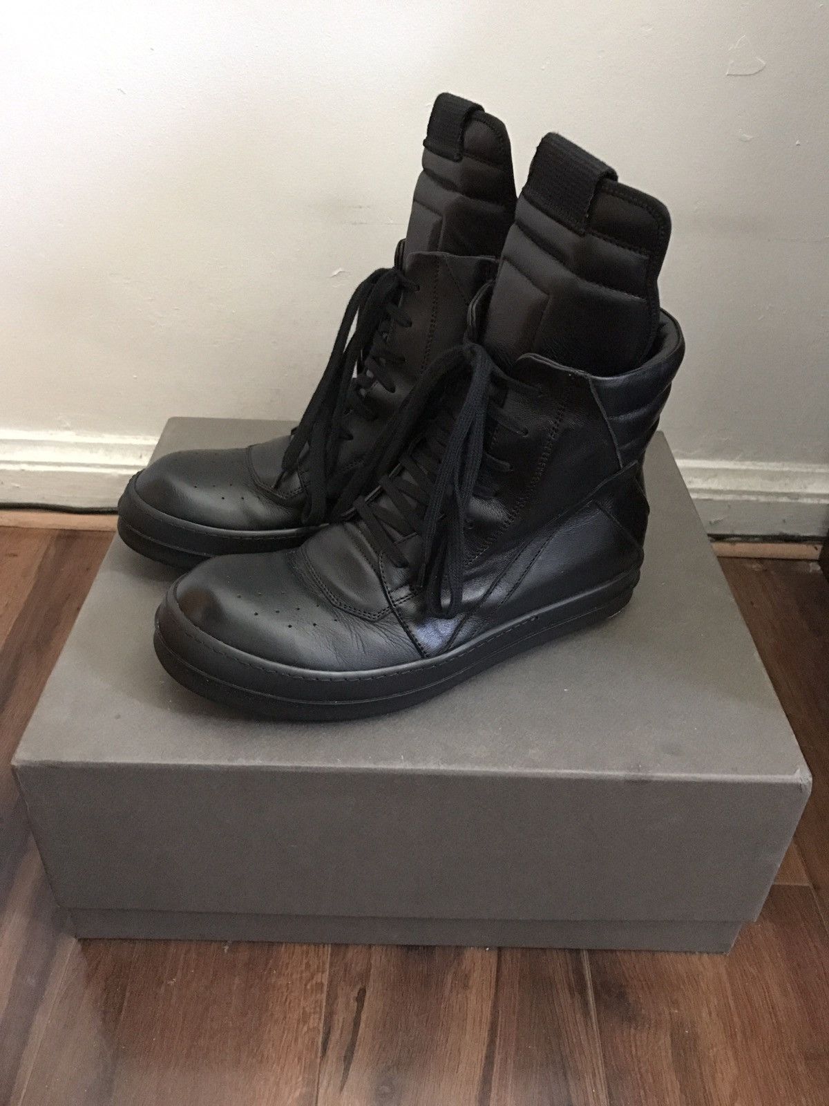 Rick Owens Black Geobaskets | Grailed