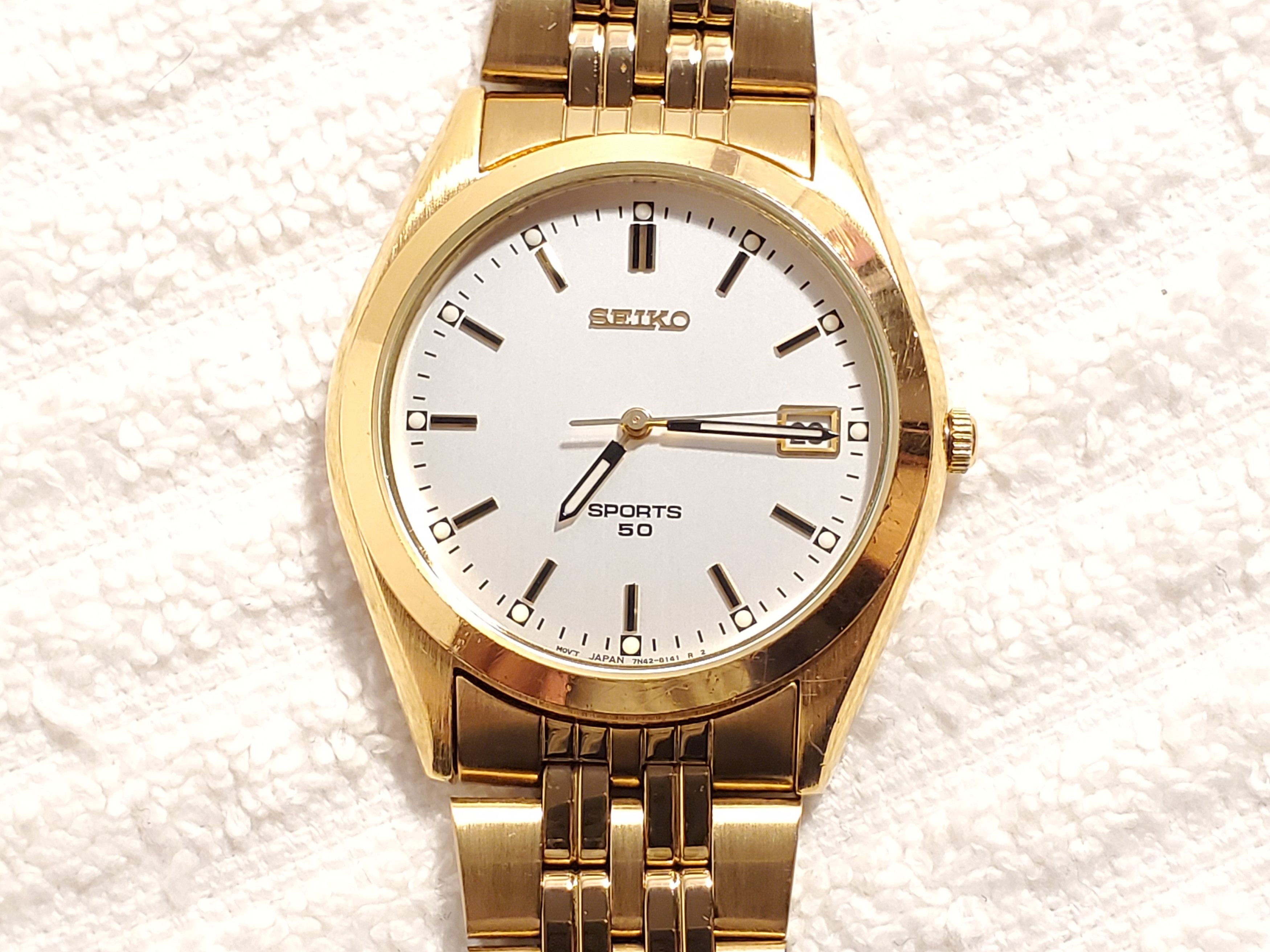 Seiko Vintage Seiko Sports 50 Date Quartz Gold Tone Watch | Grailed
